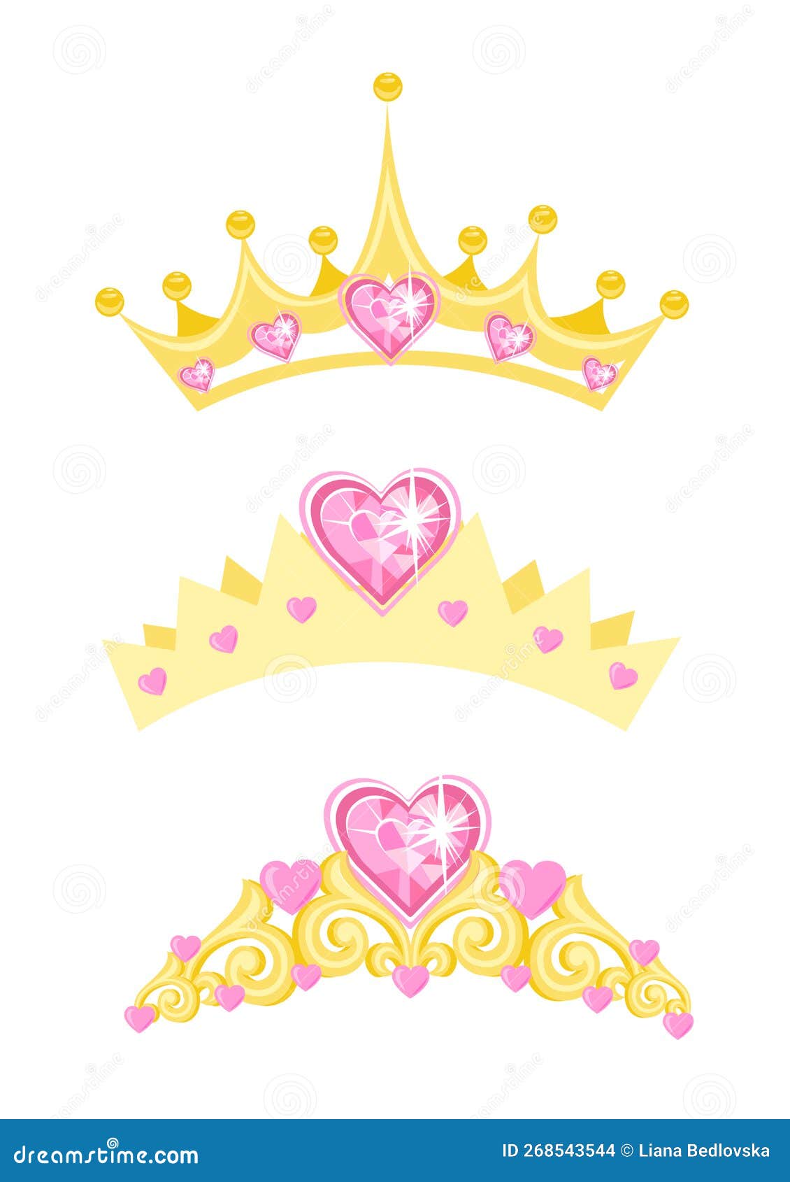Princess Crown or Tiara with Pearls and Pink Gems in the Shape of a ...