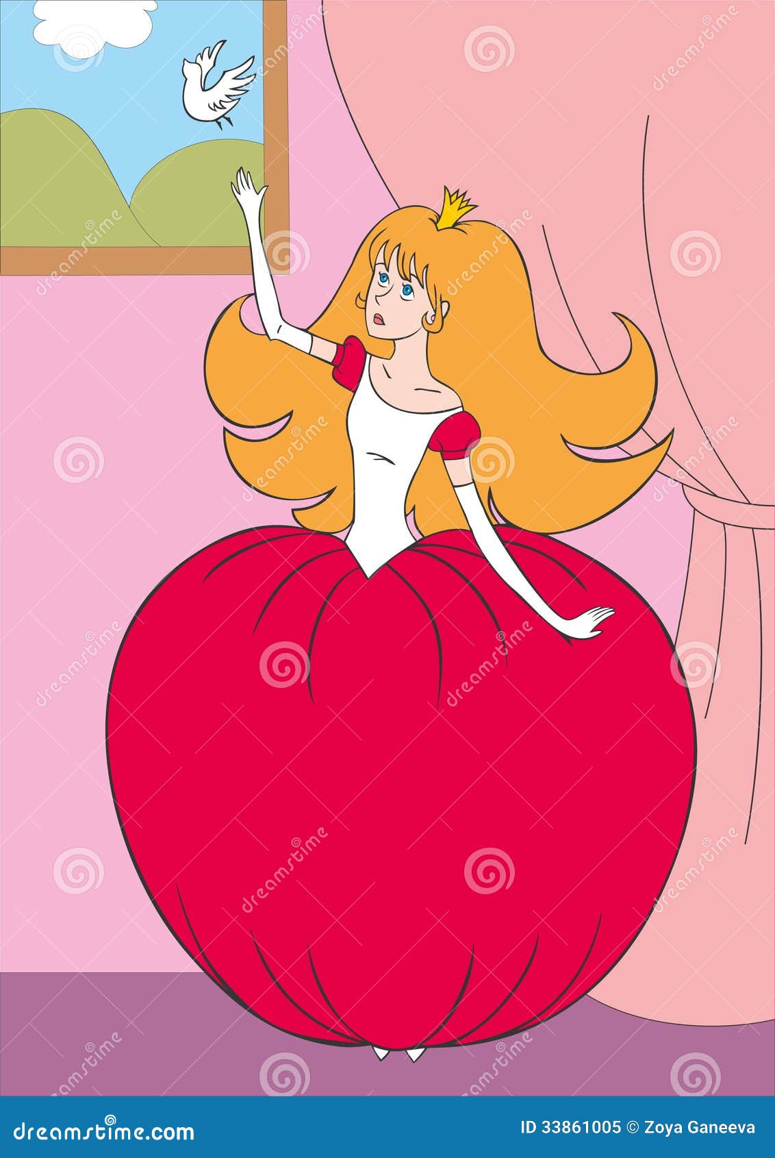 Princess and dove stock vector. Illustration of bird - 33861005