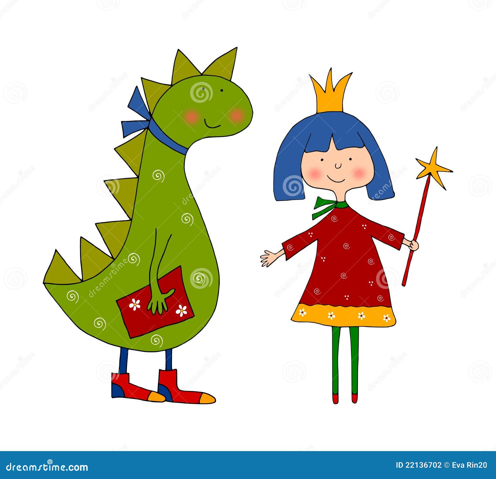 Princess and Dragon. Cartoon Characters Stock Illustration ...