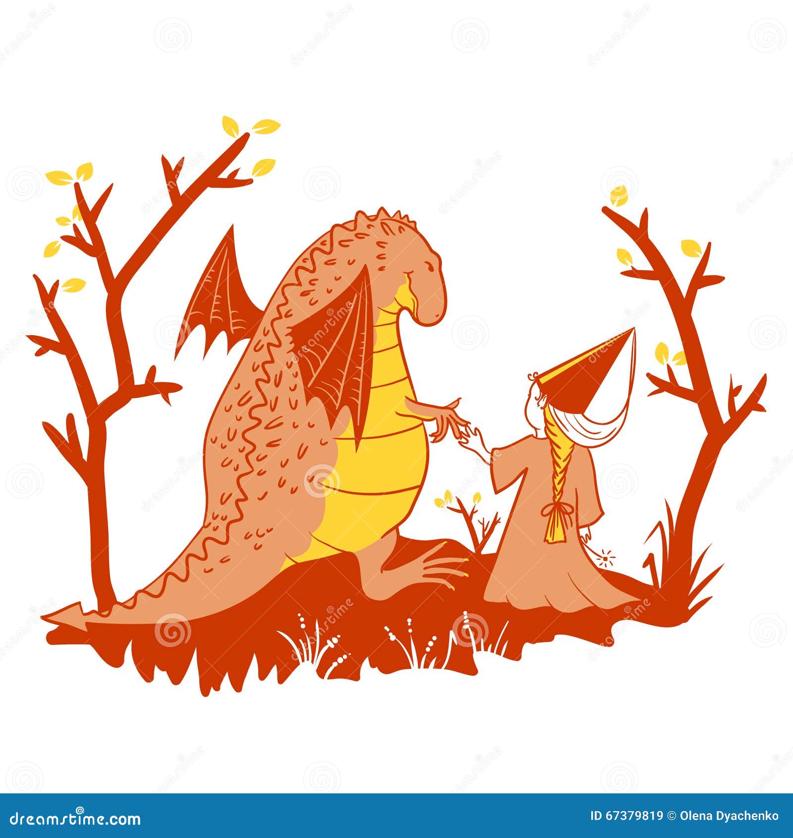 Princess and dragon stock vector. Illustration of fairy - 67379819