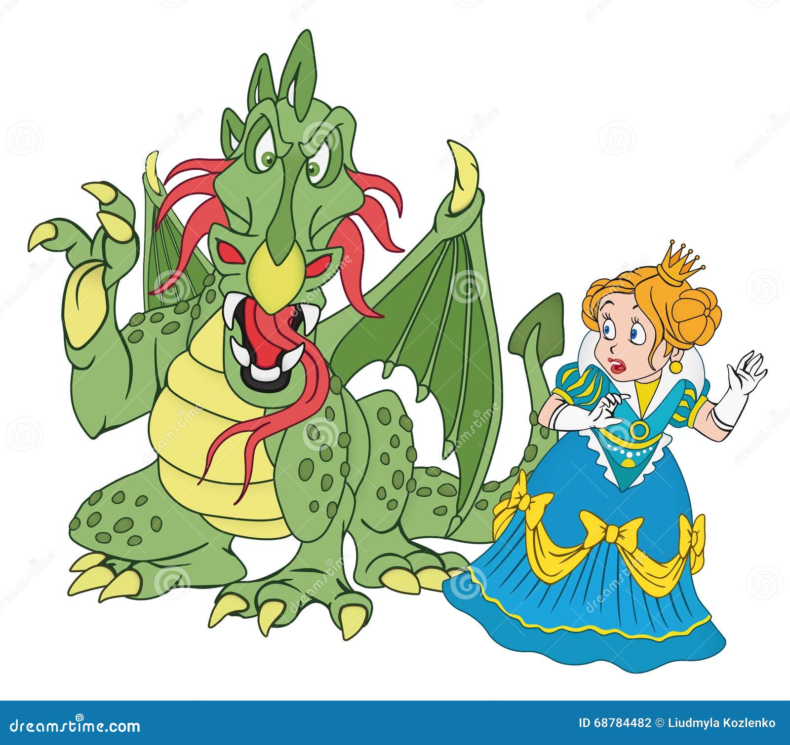 Princess and Dragon stock vector. Illustration of cartoon - 68784482