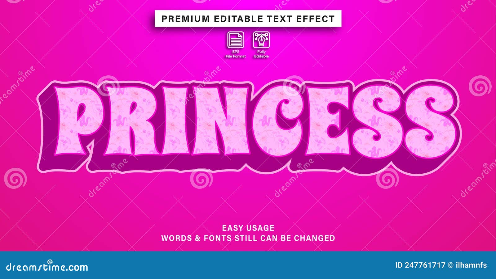 Princess Editable Text Effect Stock Vector - Illustration of creative ...