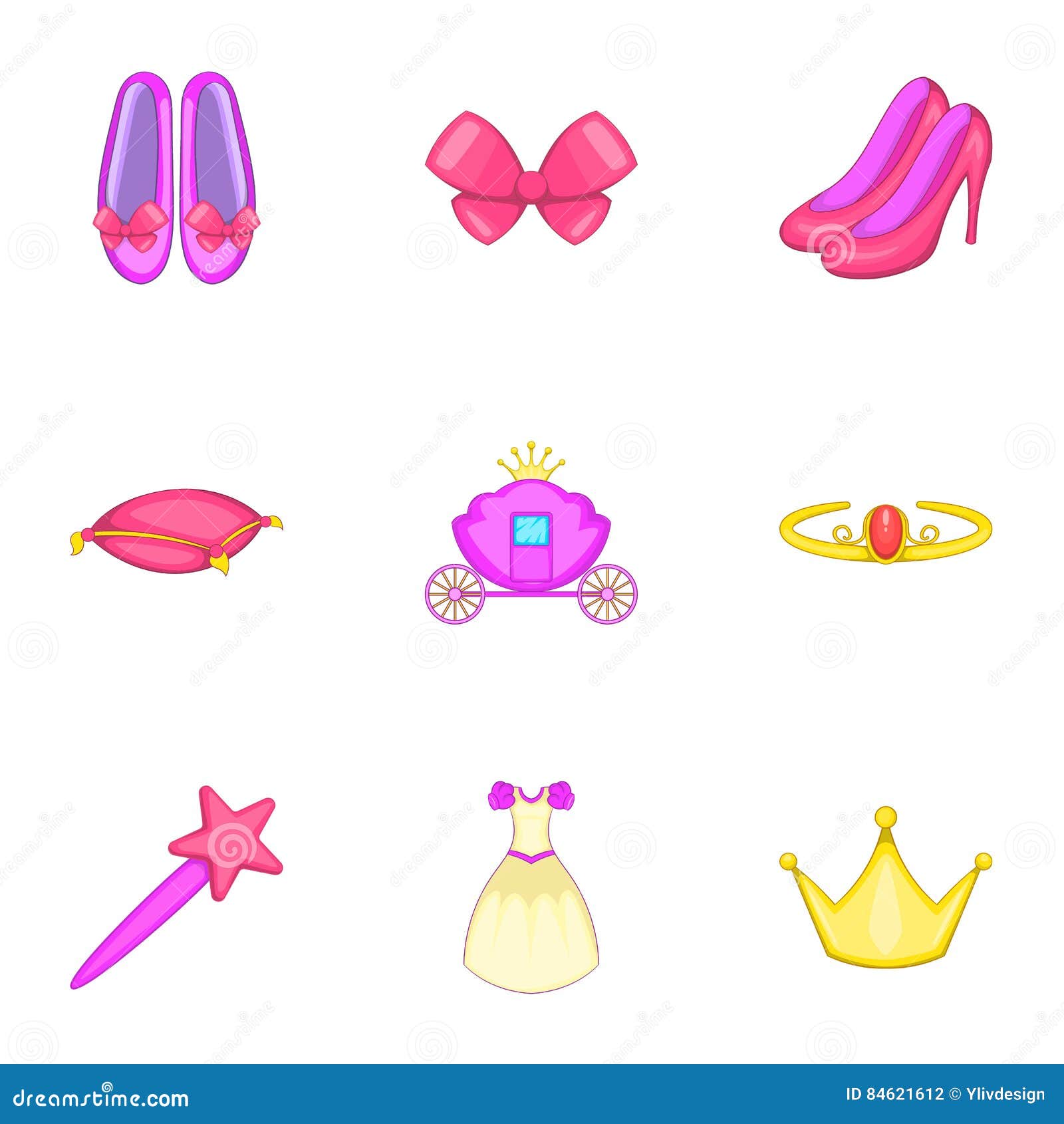 Princess Elements Icons Set, Cartoon Style Stock Vector - Illustration ...
