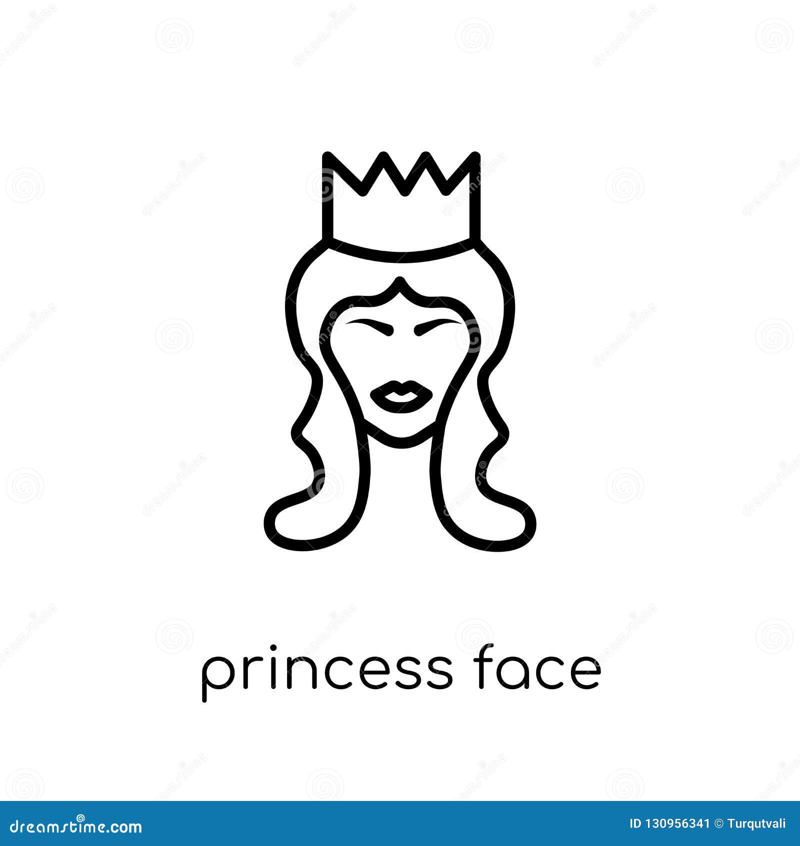 Princess Face Icon. Trendy Modern Flat Linear Vector Princess Fa Stock ...