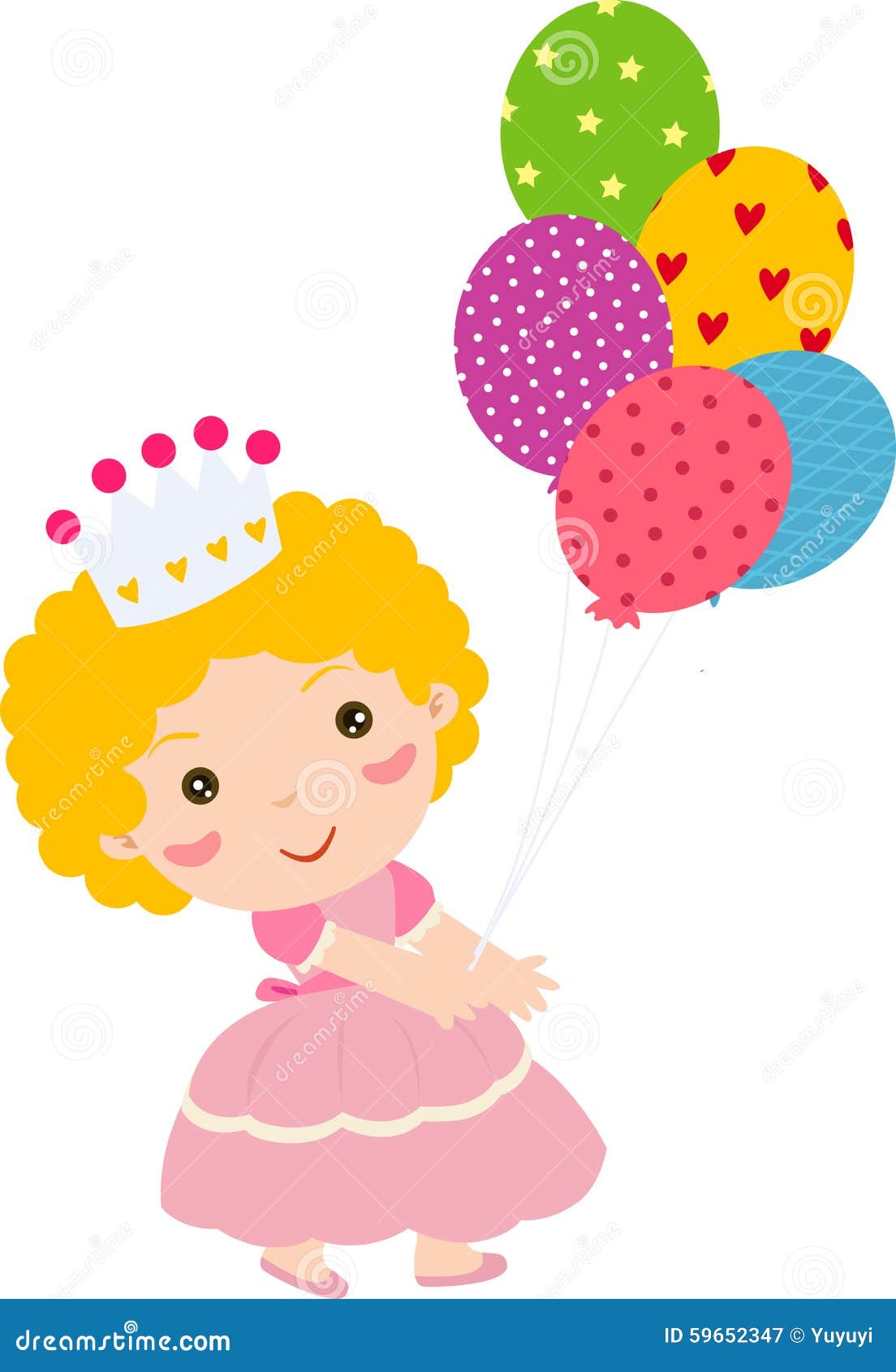 Princess girl with balloon stock vector. Illustration of multicolor ...
