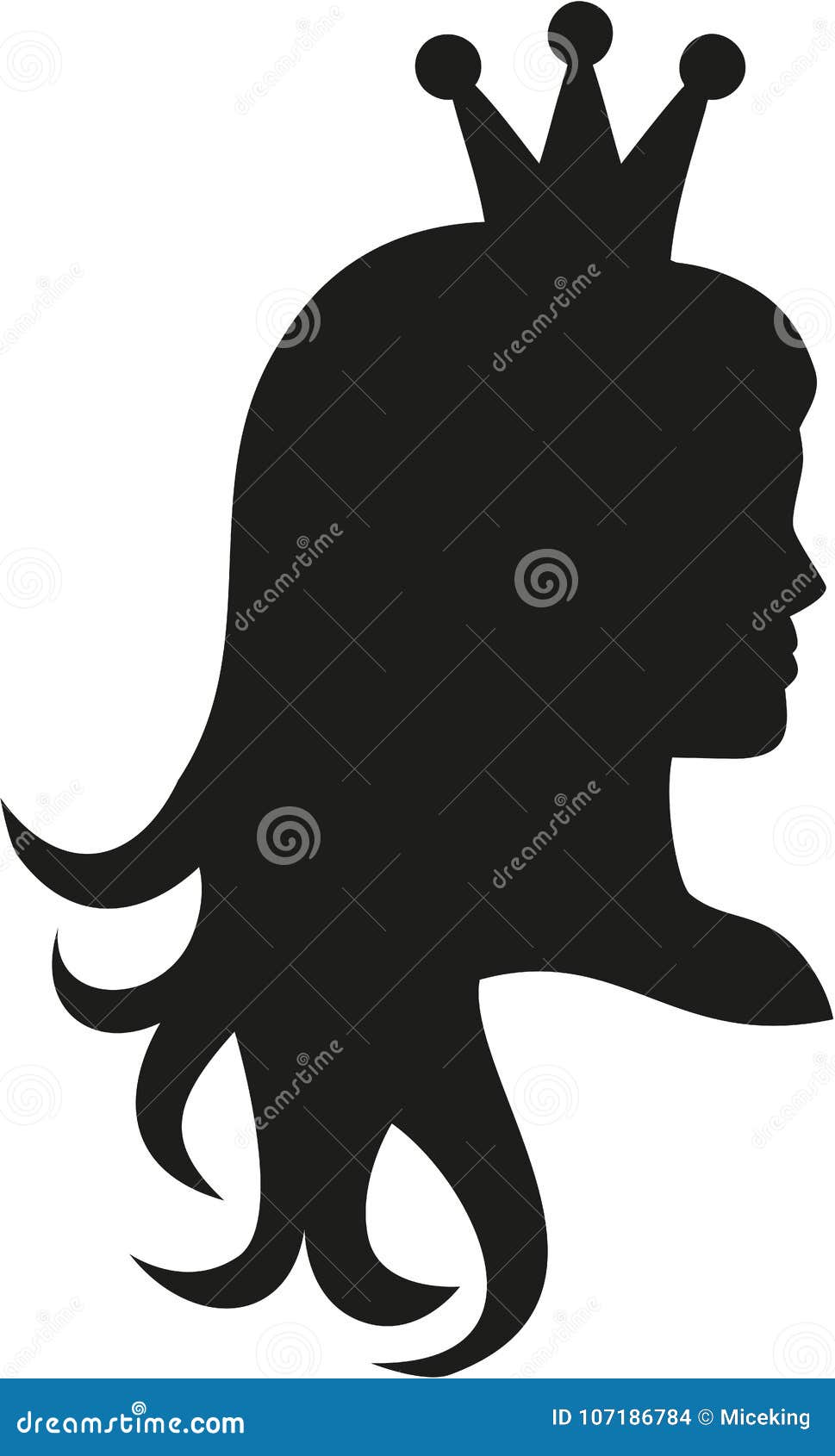 Princess Head with Crown Silhouette Stock Vector - Illustration of play ...