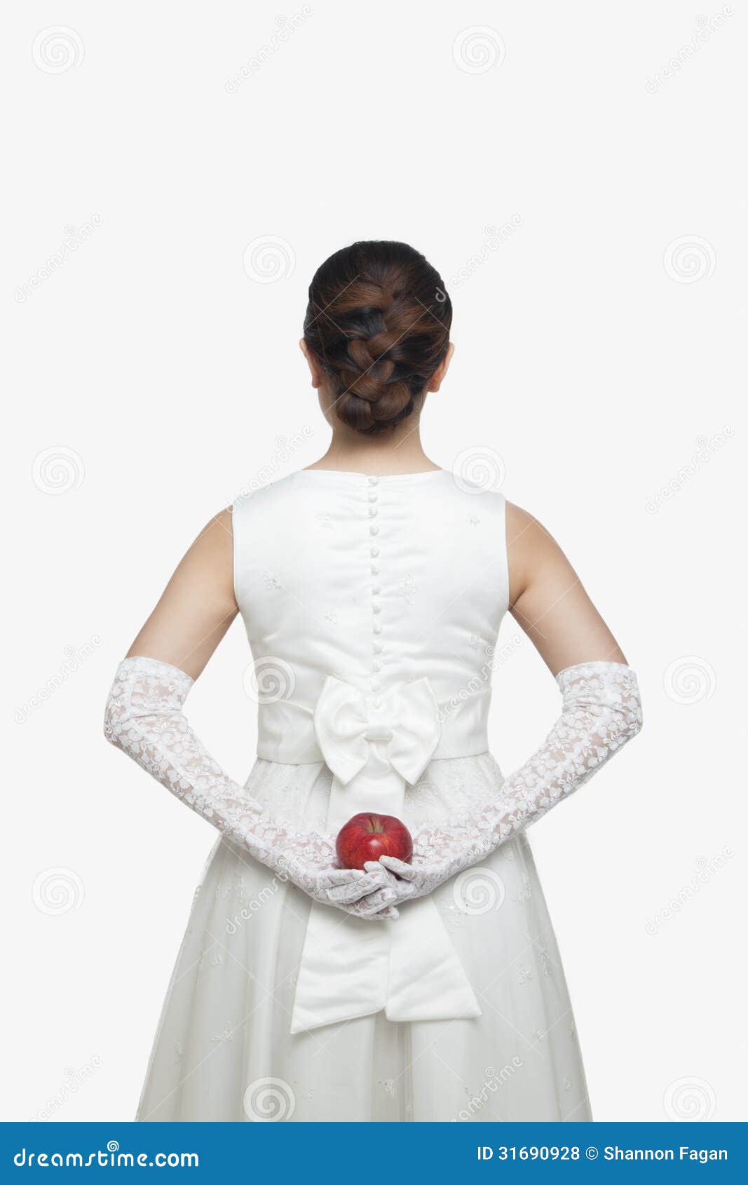 Princess Holding Apple Behind Back Stock Photo - Image of 2024, gown ...