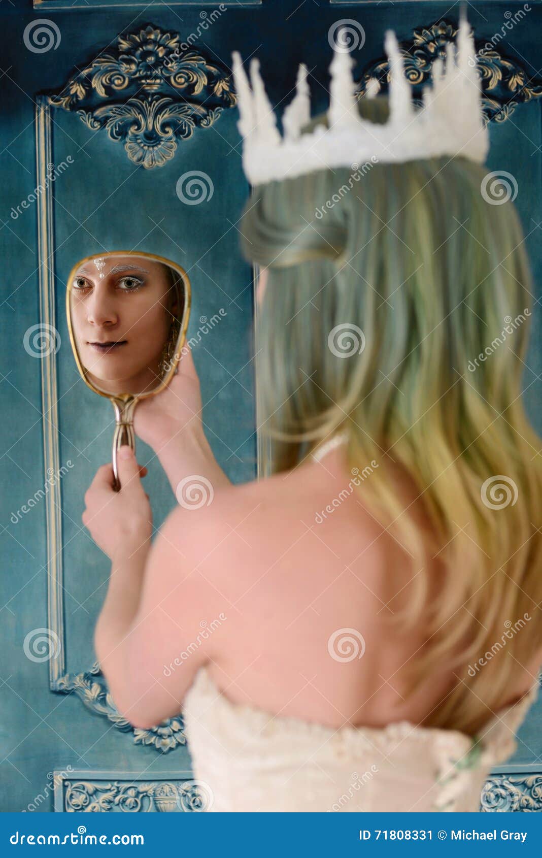 Princess holding mirror stock image. Image of complexion - 71808331