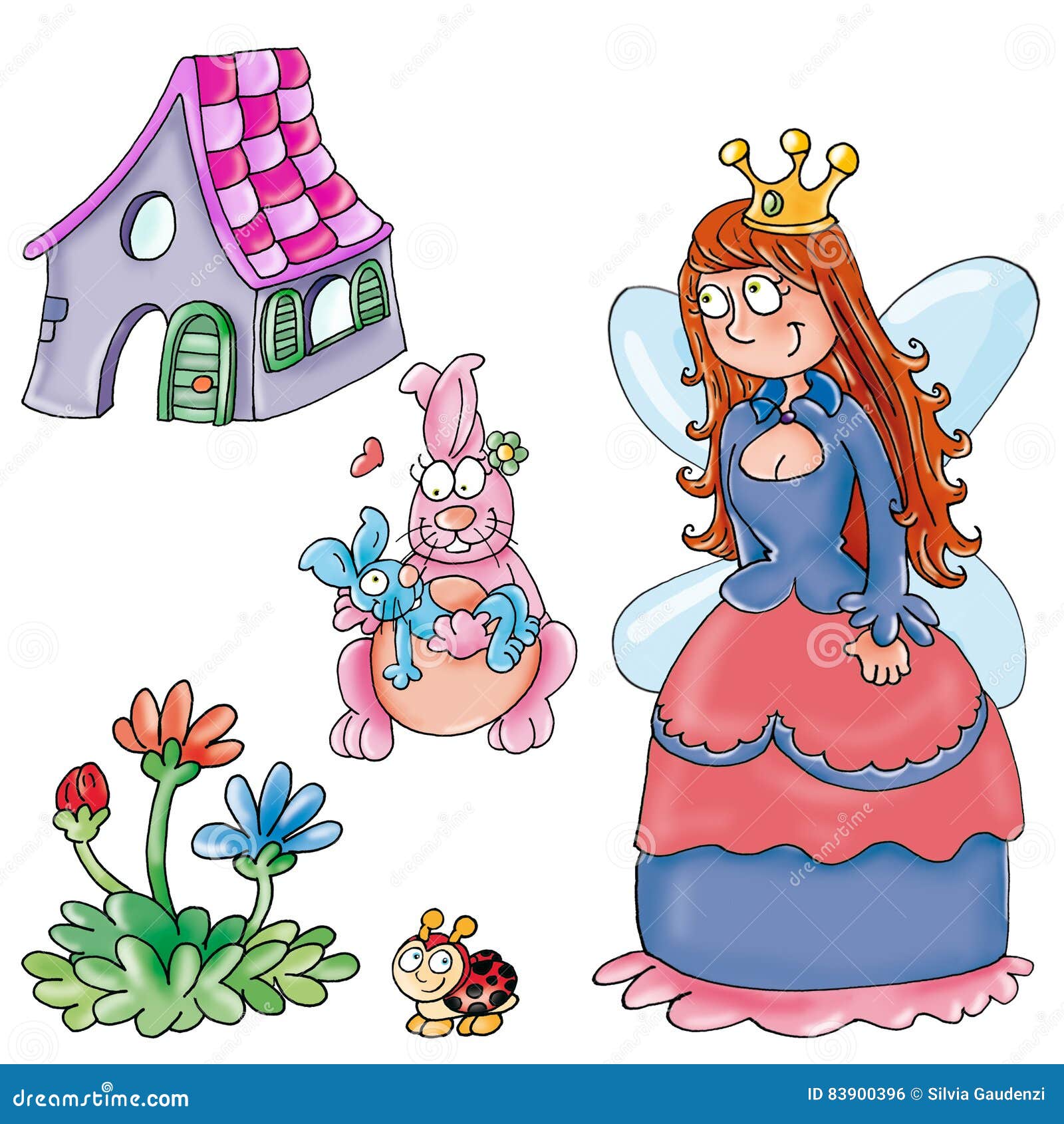 Princess with Home and Fore Stock Illustration - Illustration of ball ...