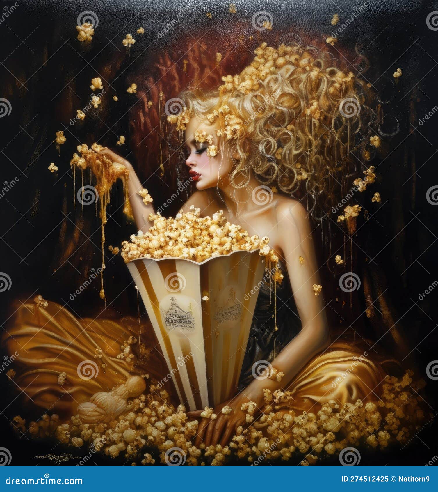Princess-Inspired Popcorn Movie Experience (AI Generated) Stock ...
