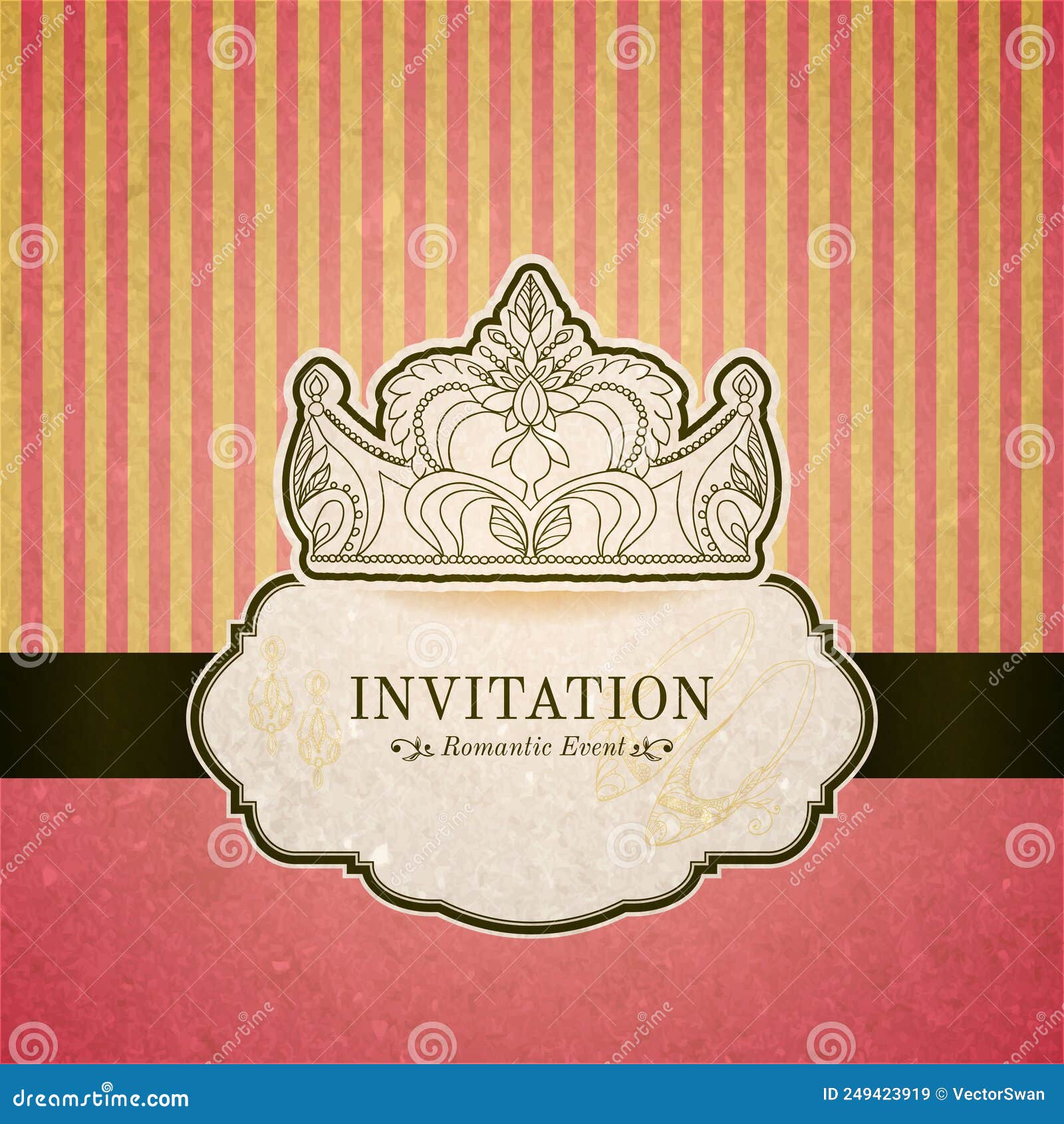 Princess Invitation Card with Crown Stock Illustration - Illustration ...