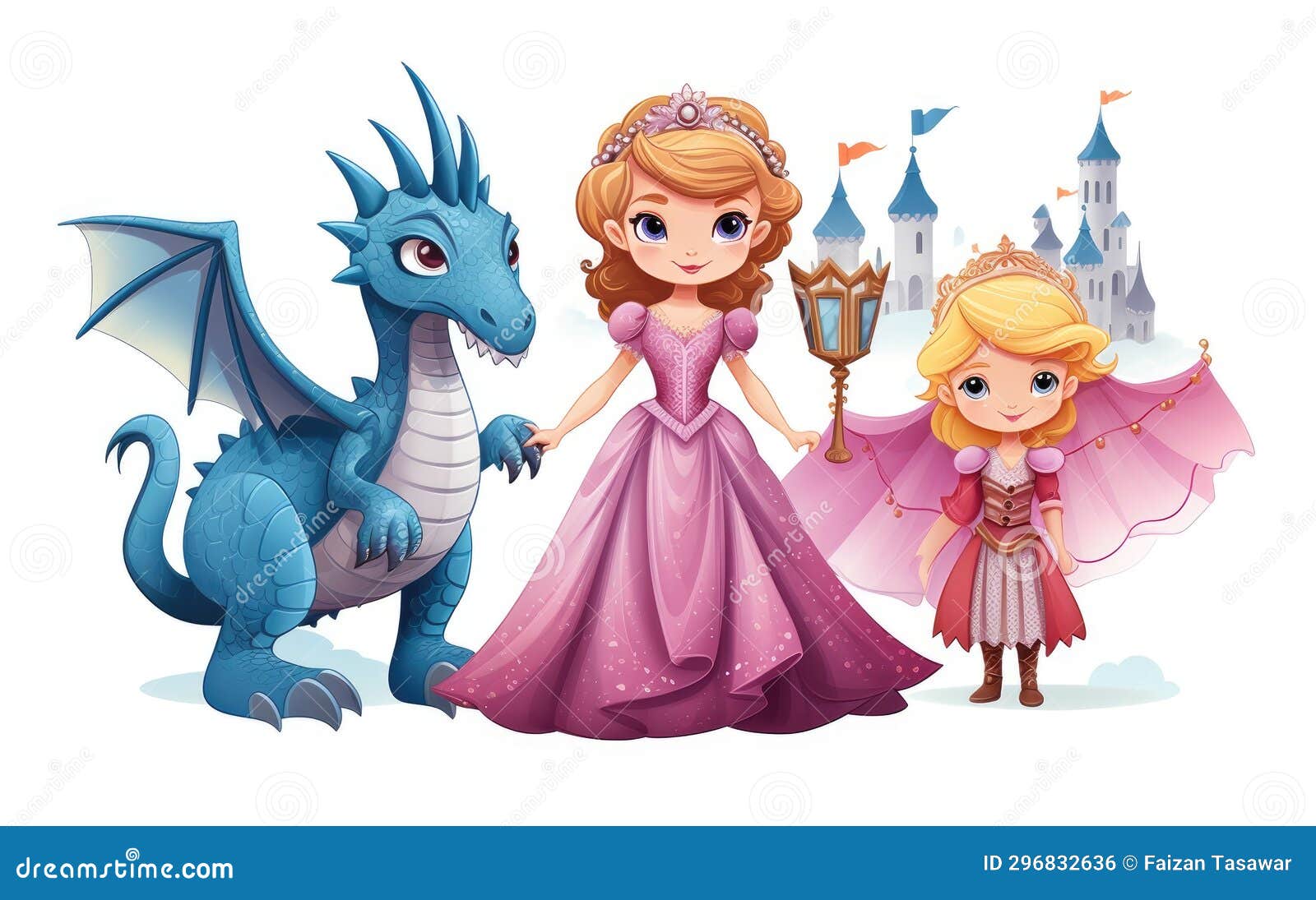 Princess Knight And Dragon Set Generative Ai Stock Illustration Illustration Of Knight