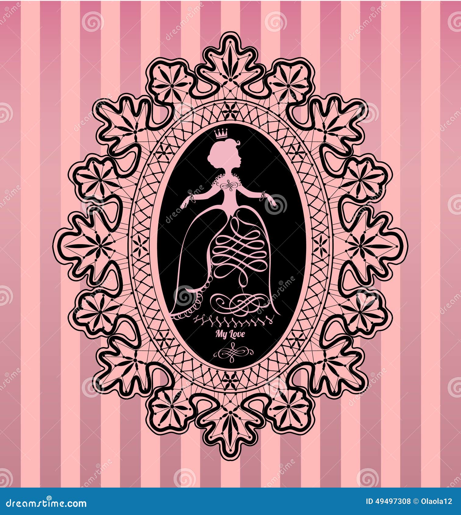 Princess In Lace Oval Frame Vector Illustration | CartoonDealer.com ...