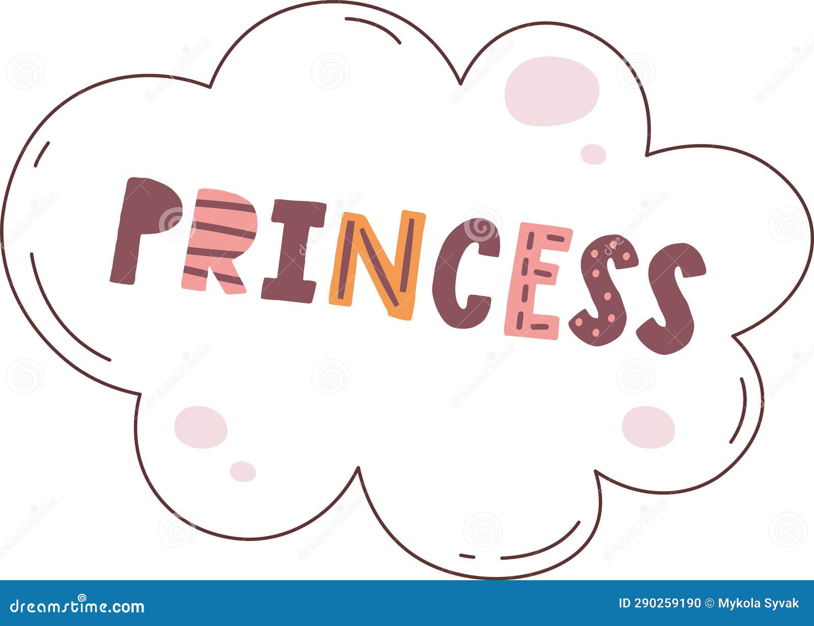Princess Lettering in Cloud Stock Illustration - Illustration of ...