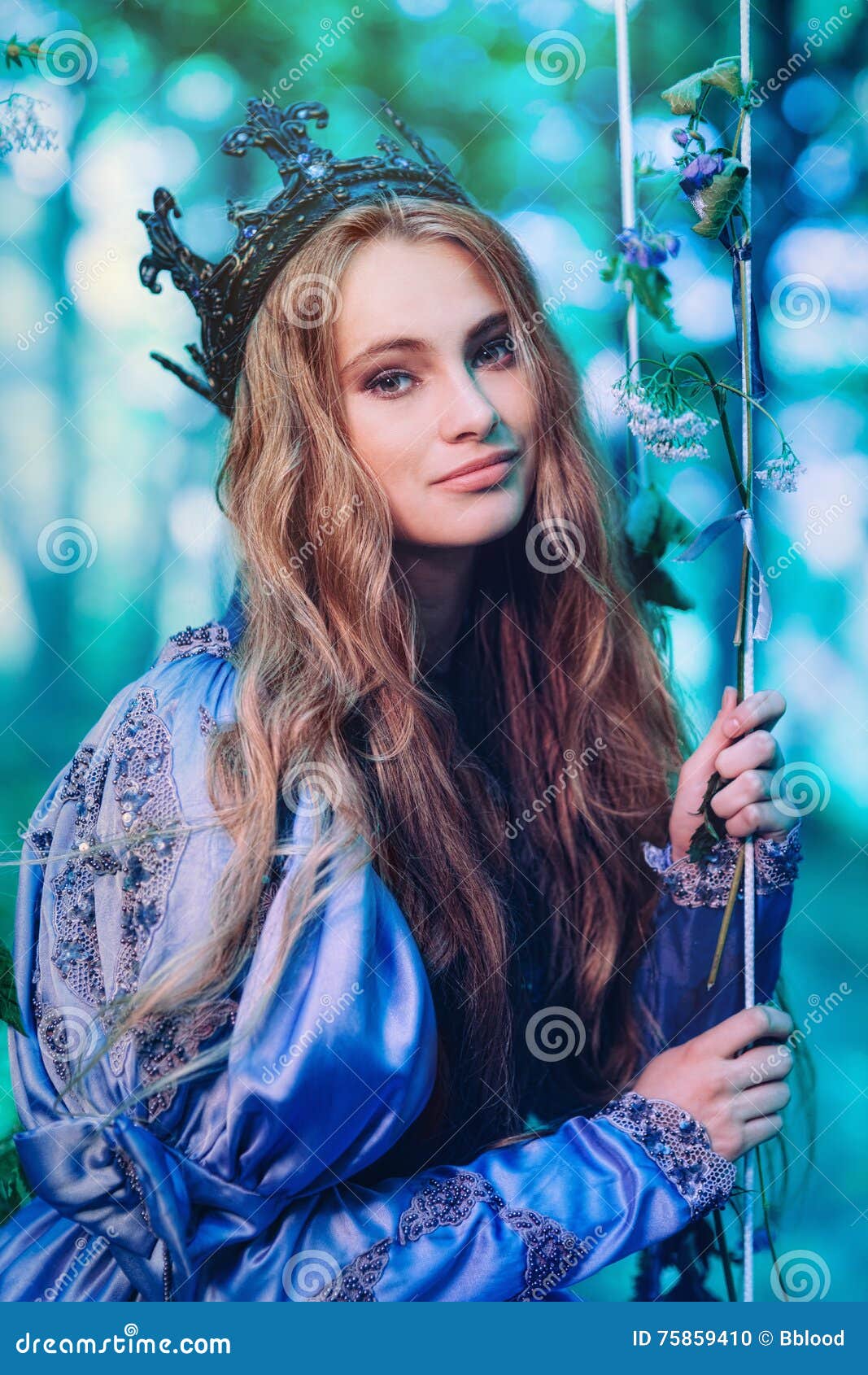 Princess in magic forest stock photo. Image of adult - 75859410