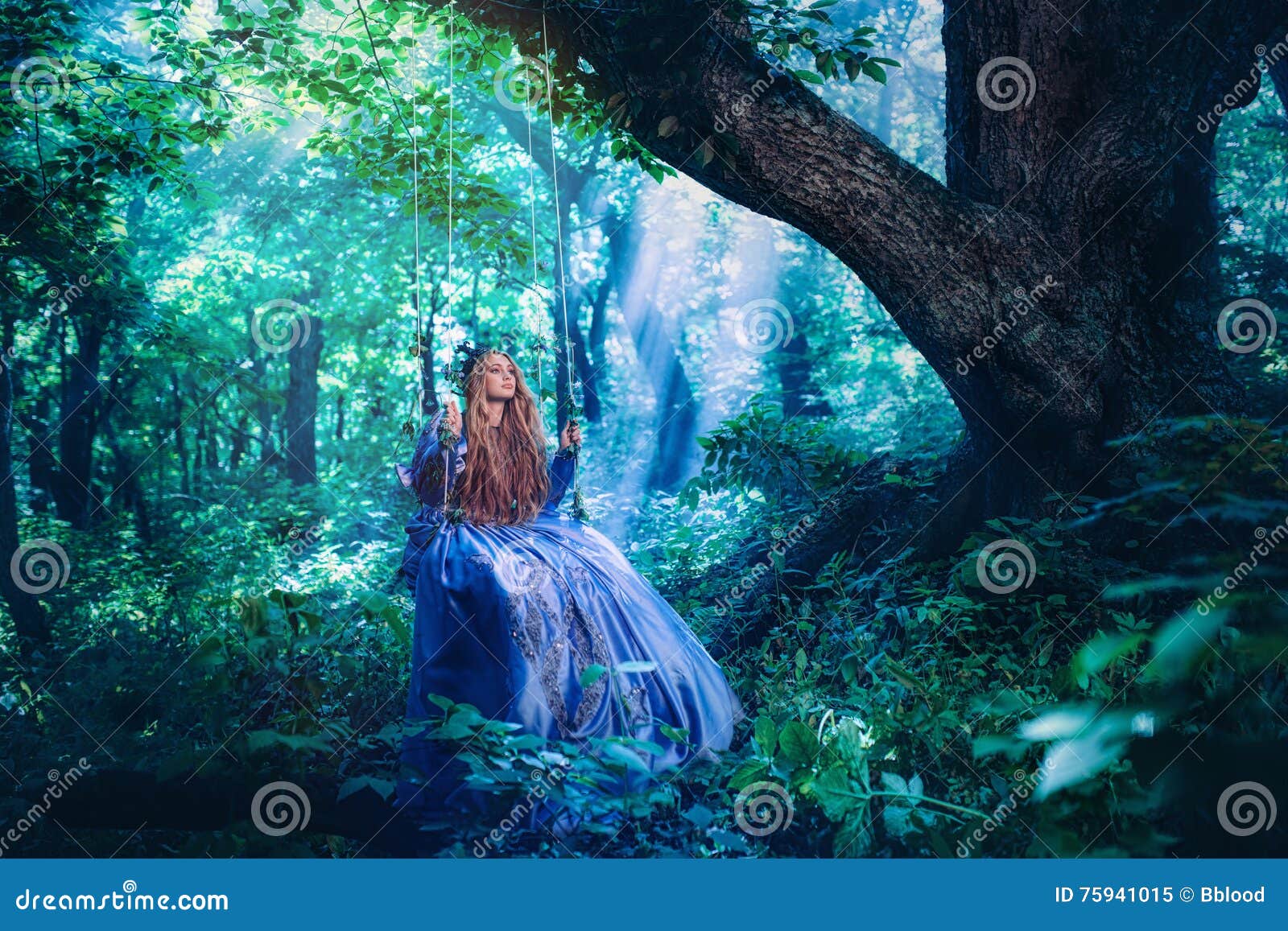 Princess in magic forest stock image. Image of lady, dress - 75941015