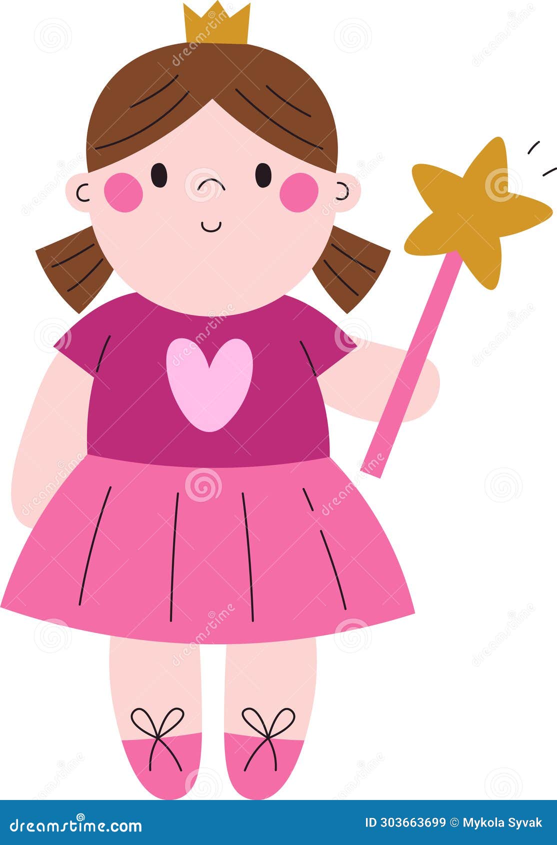 Princess Stick Smily Vector Cartoon Little Girl | CartoonDealer.com ...