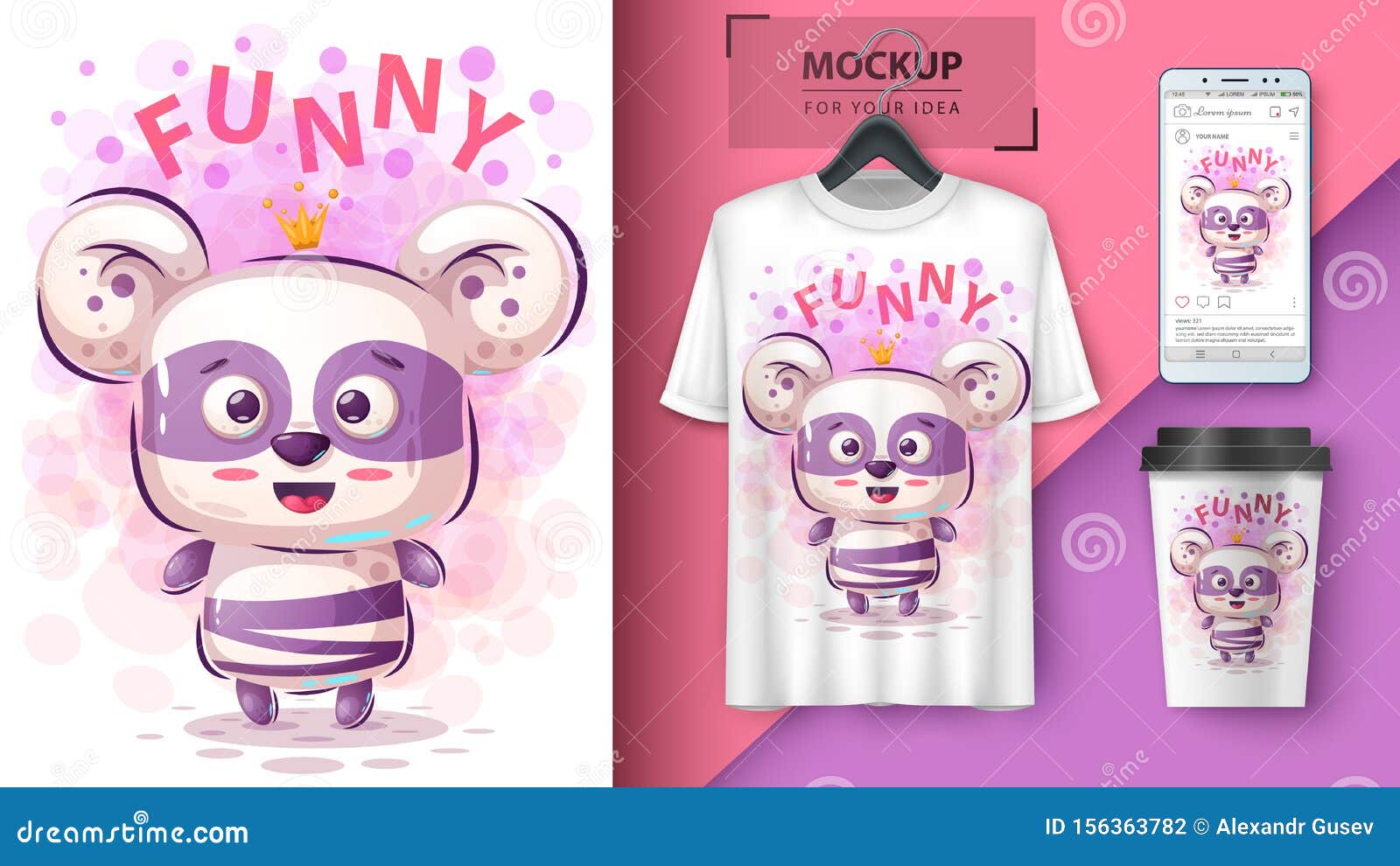 Princess Panda - Mockup for Your Idea Stock Vector - Illustration of ...