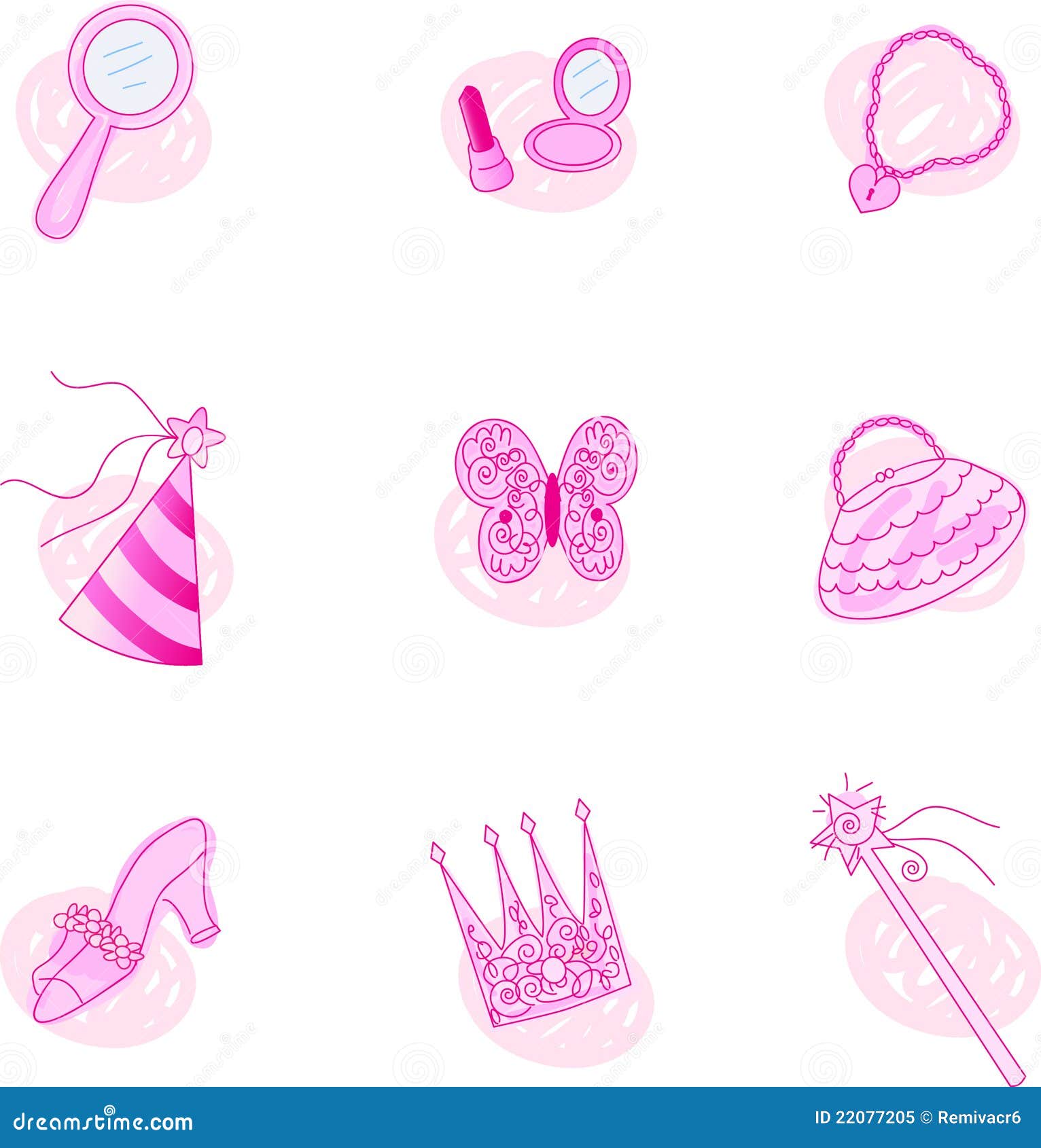 Princess Party Icons stock illustration. Illustration of drawn - 22077205