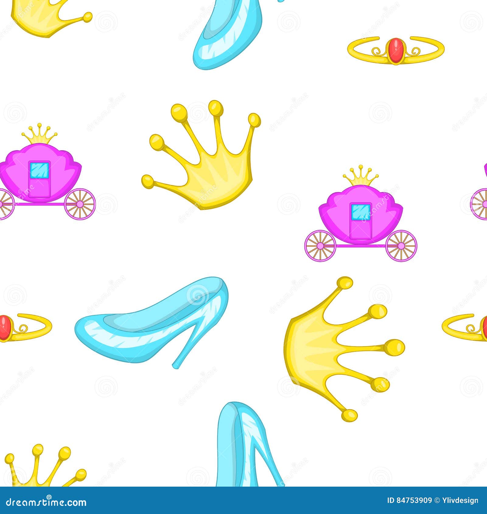 Princess Pattern, Cartoon Style Stock Vector - Illustration of magic ...