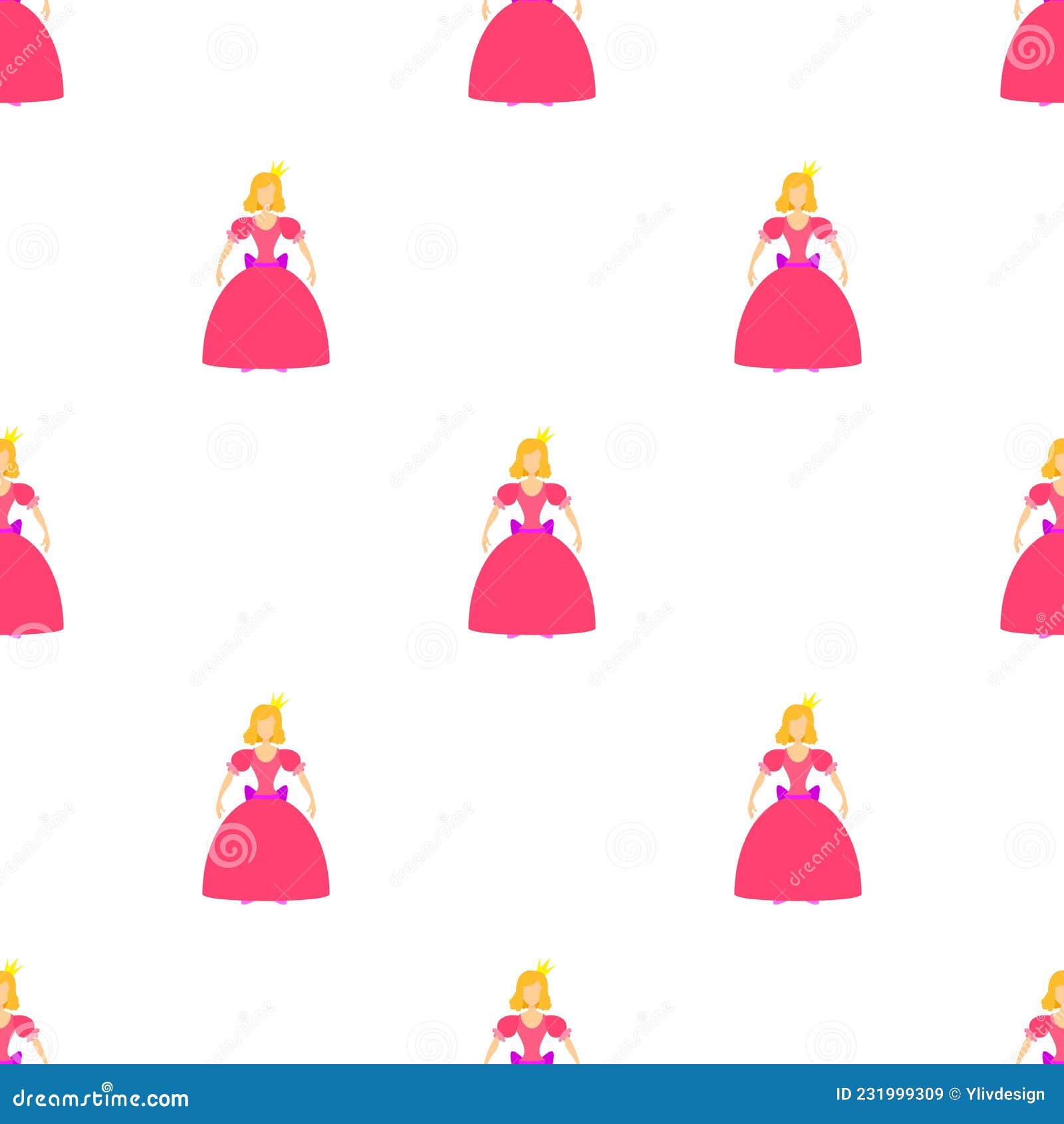 Princess in Pink Dress Pattern Seamless Vector Stock Vector ...