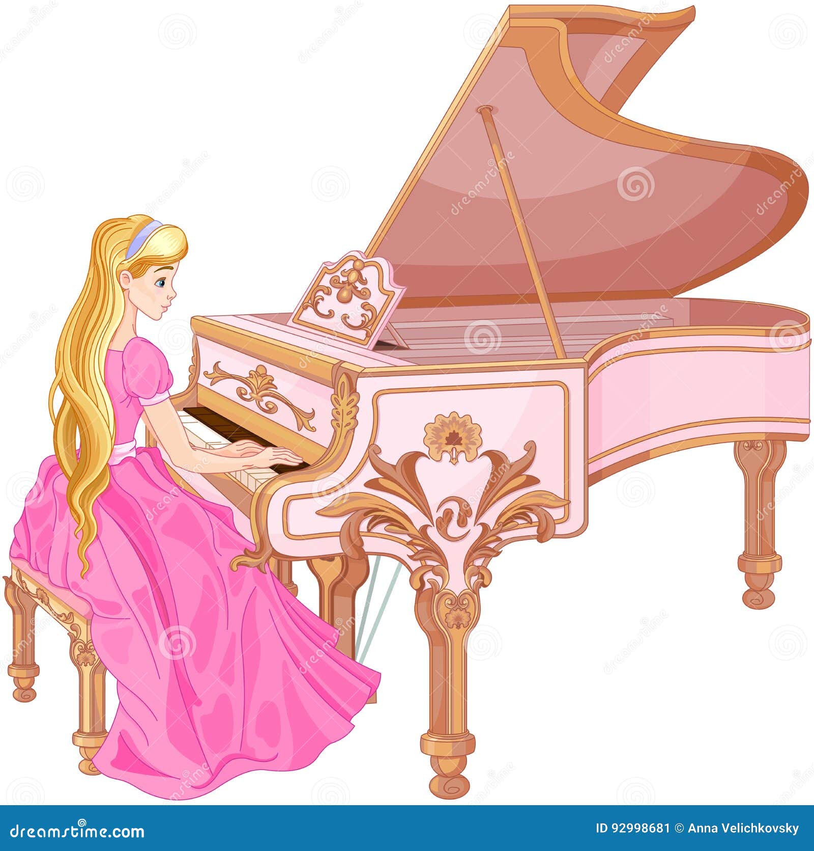 Princess Playing the Piano stock vector. Illustration of fantasy - 92998681