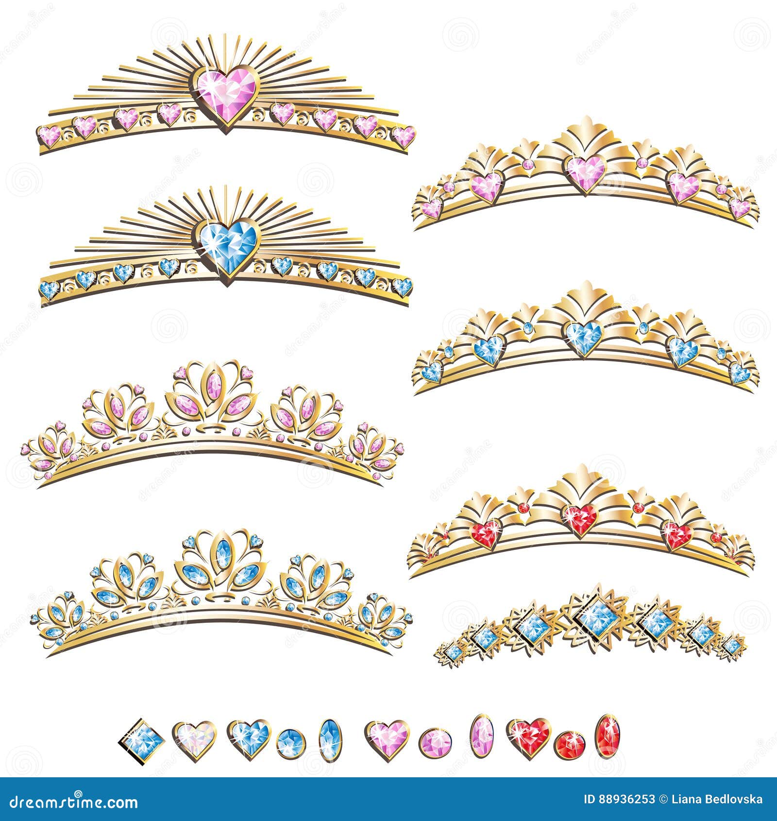 Princess Precious Diadems Set Stock Vector - Illustration of nobility ...