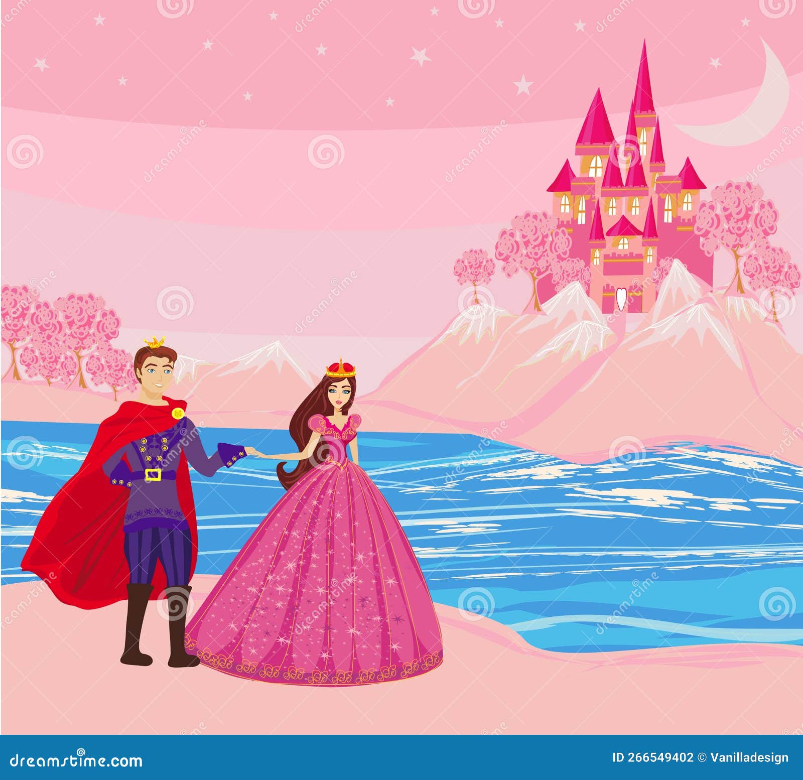 The Princess and the Prince on a Beautiful Beach during Sunset Stock ...