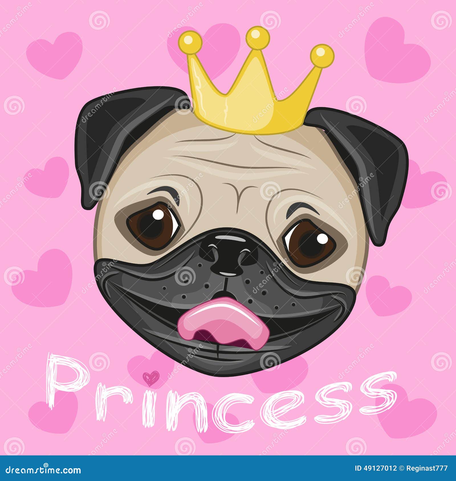 Princess Pug Dog stock vector. Illustration of little - 49127012