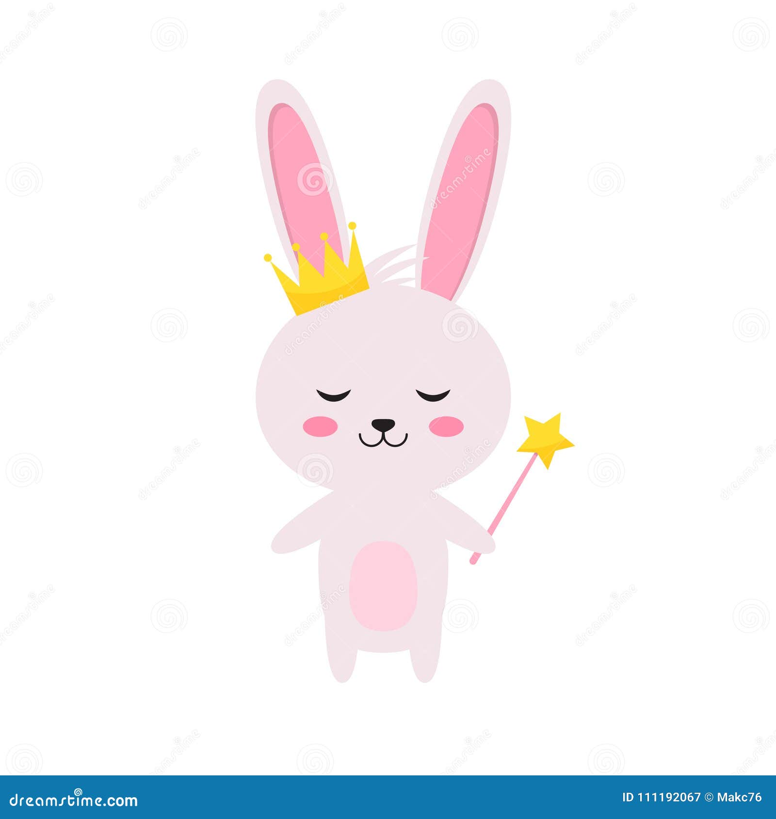 Princess Rabbit with Magic Wand and Crown Stock Vector - Illustration ...