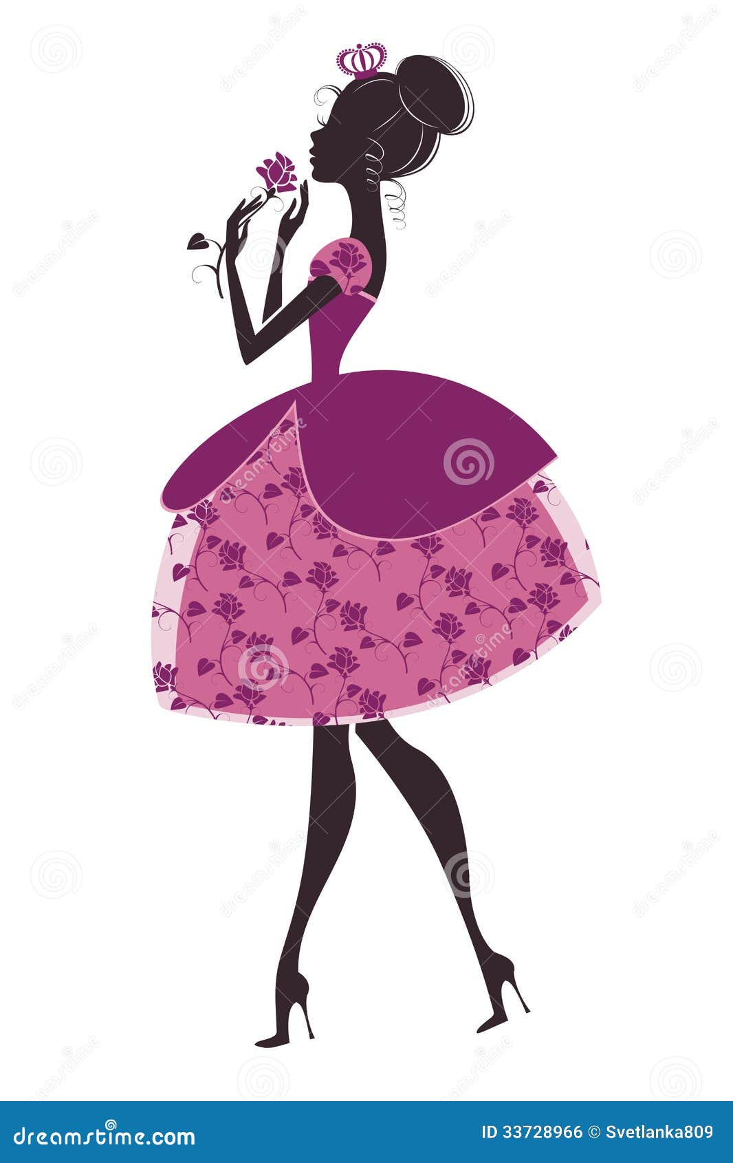 The Princess With A Rose In His Hand In A Yellow Dress Vector ...