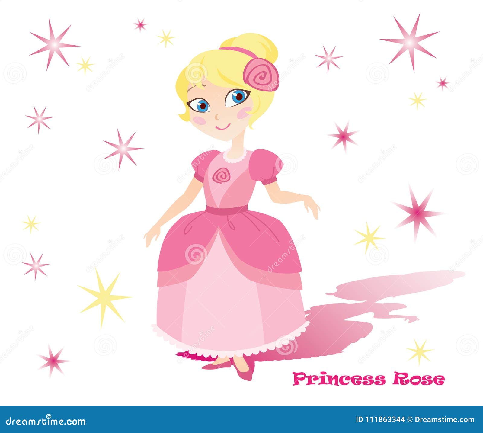 The Princess With A Rose In His Hand In A Yellow Dress Vector ...