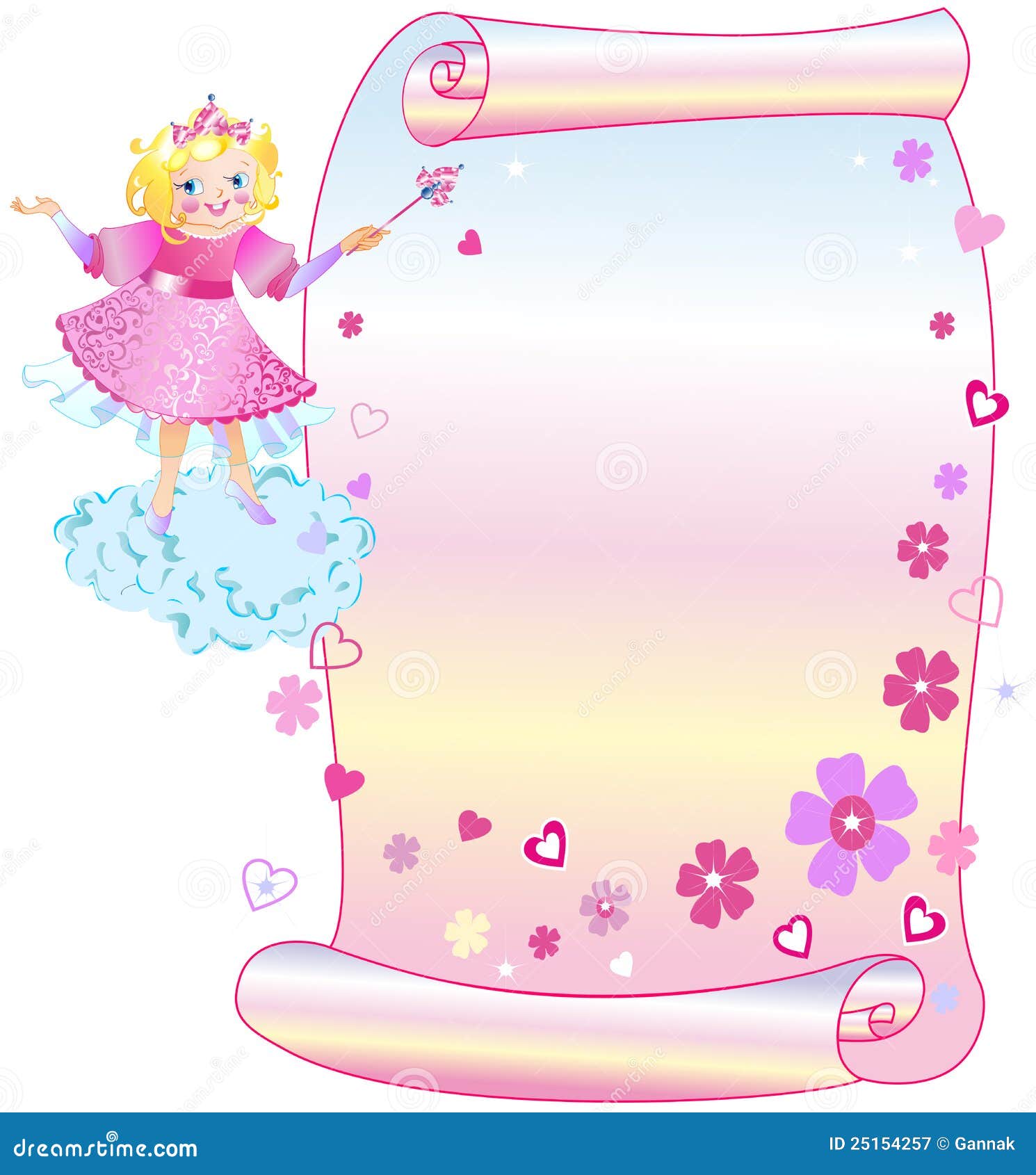The Princess and the Scroll Stock Vector - Illustration of little ...