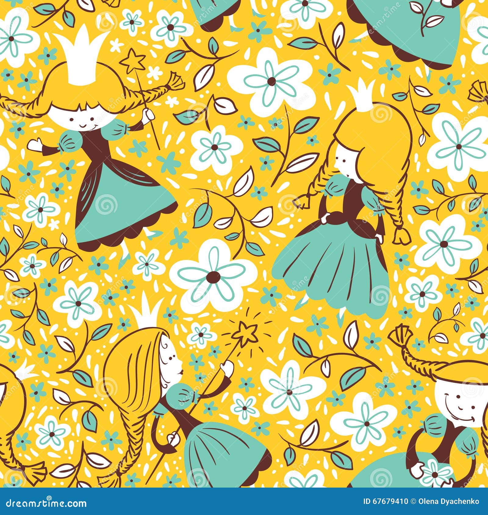 Princess seamless stock vector. Illustration of elegance - 67679410