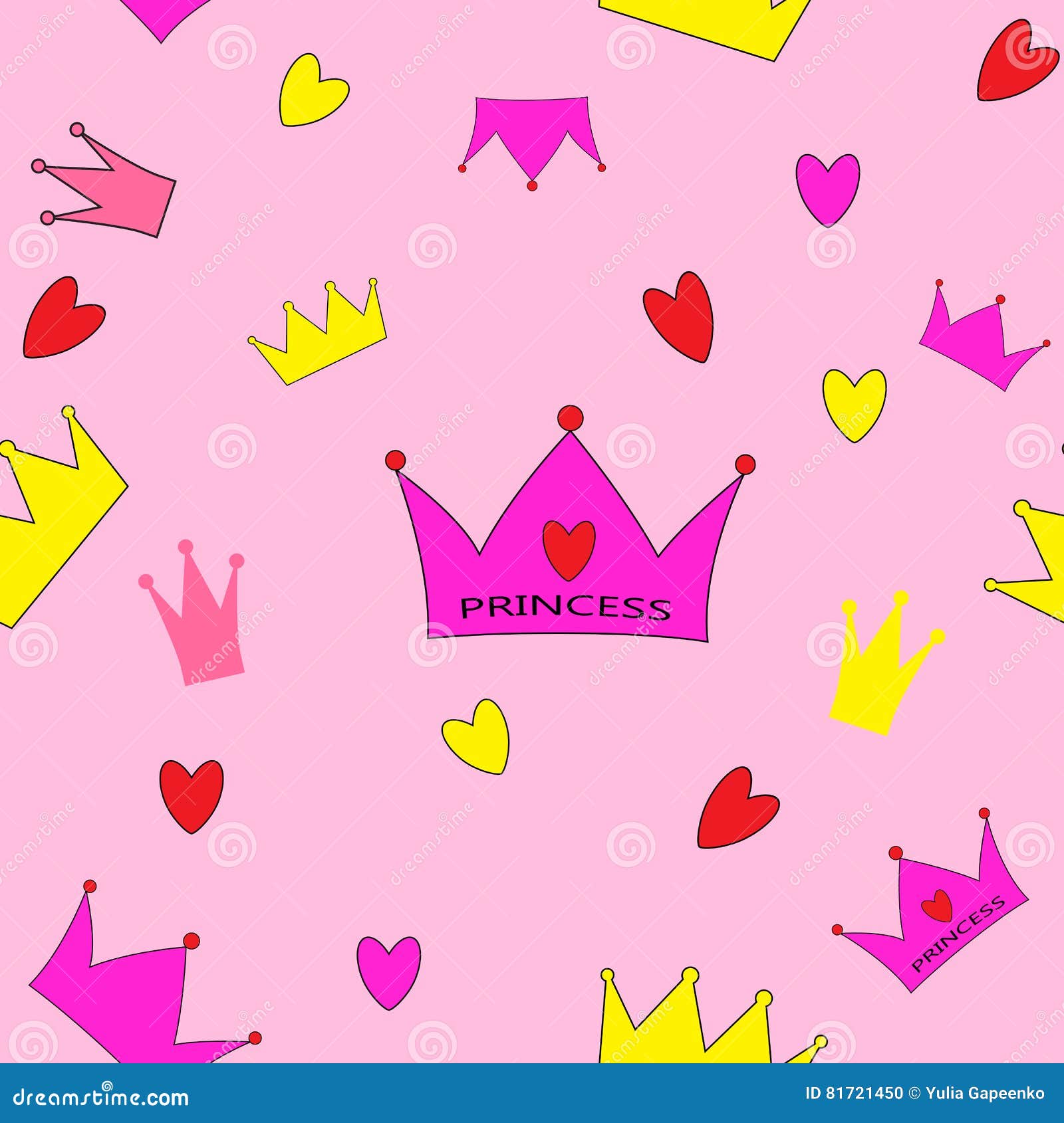 Princess Seamless Pattern Background Vector Illustration Stock Vector ...