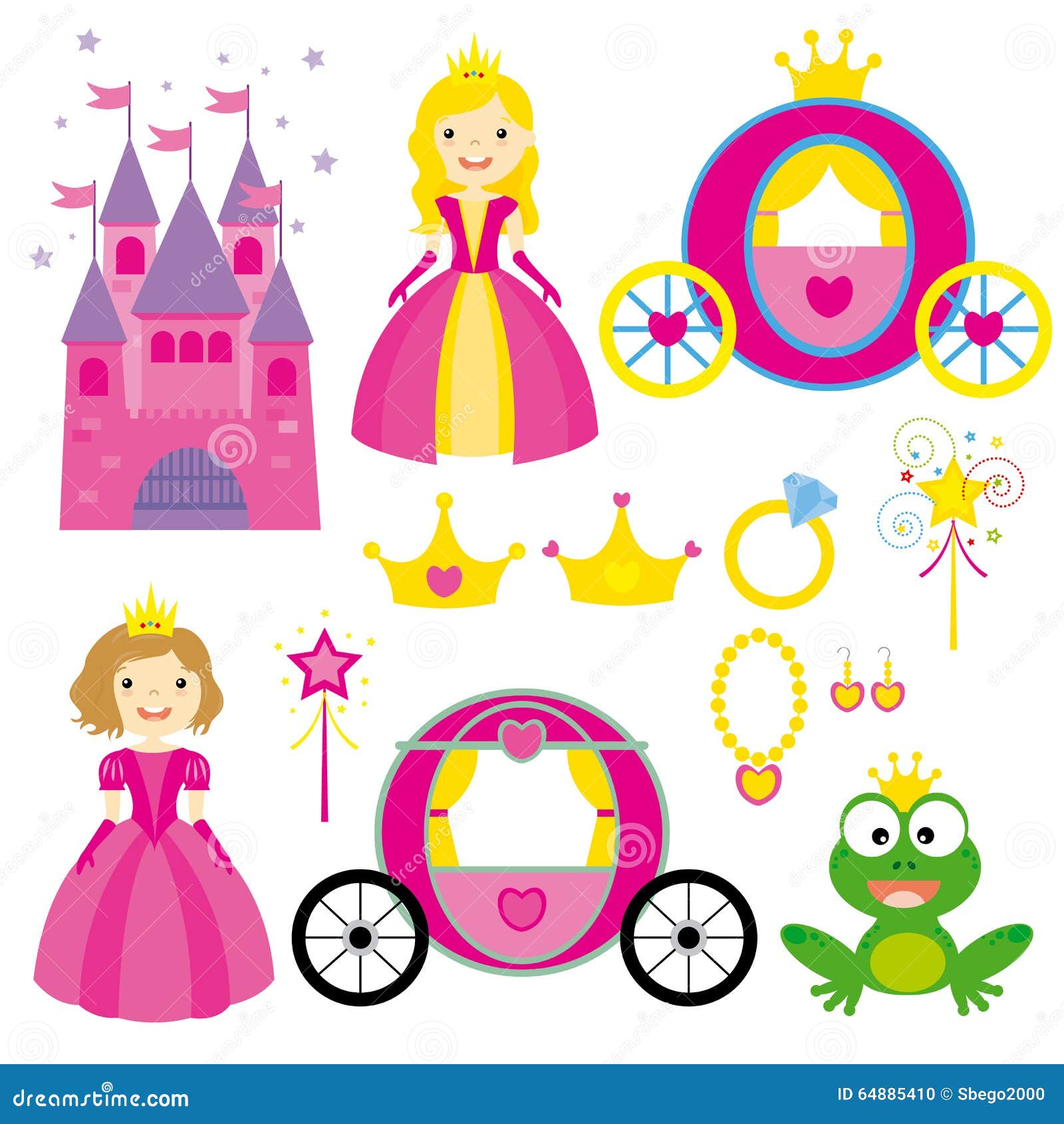 Princess set stock vector. Illustration of wand, fantasy - 64885410