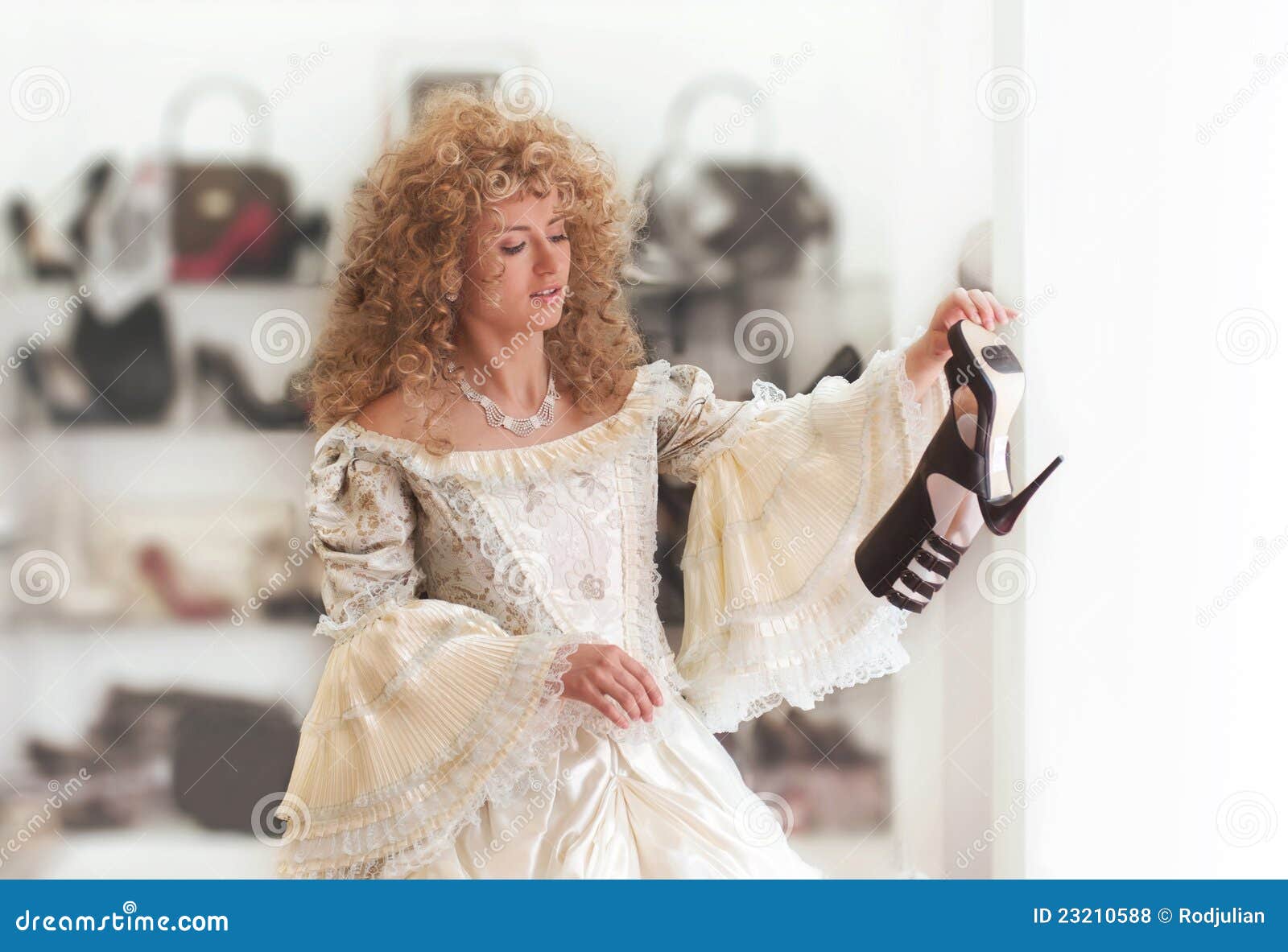 Princess Shopping in a Cloth Shop Stock Photo - Image of consumer ...