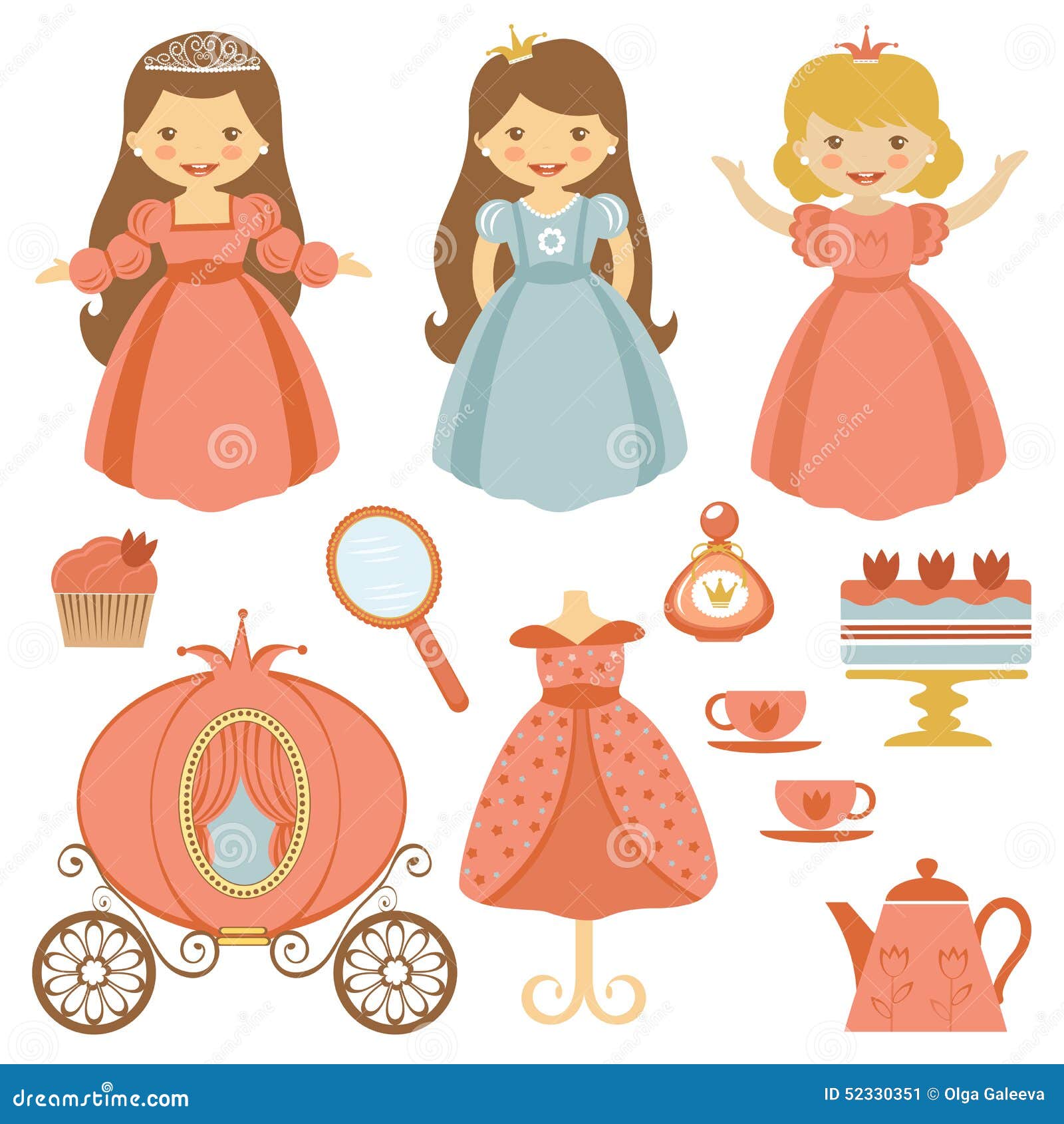 Princess tea party stock vector. Illustration of cute - 52330351