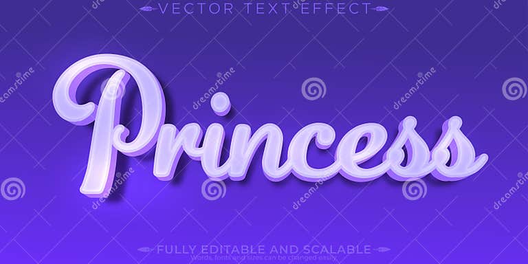 Princess Text Effect, Editable Queen and Pink Text Style Stock Vector ...
