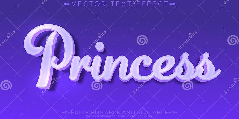 Princess Text Effect, Editable Queen and Pink Text Style Stock Vector ...