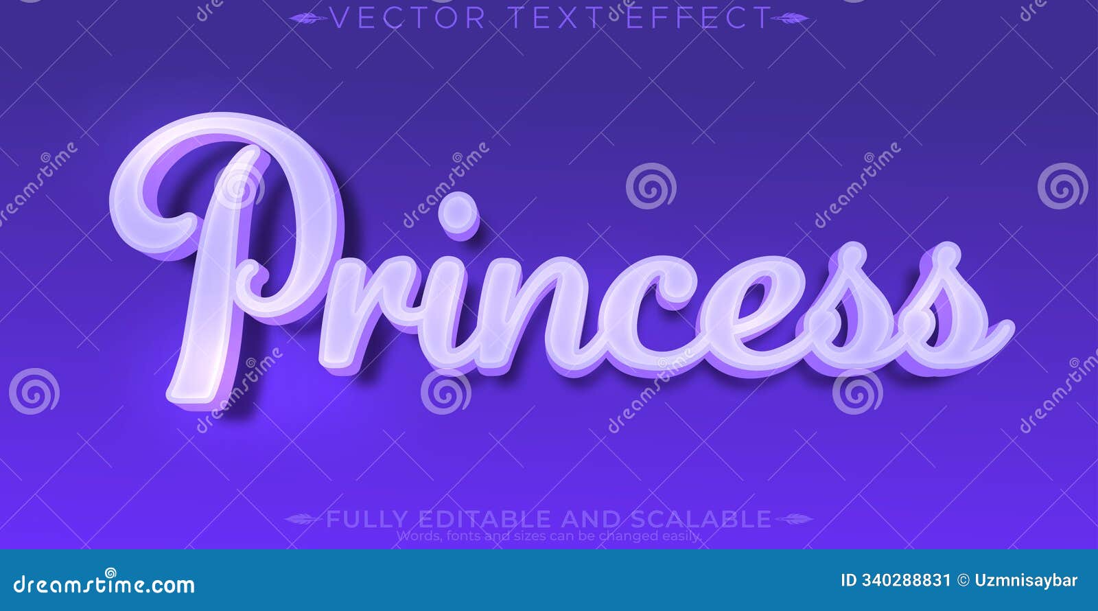 Princess Text Effect, Editable Queen and Pink Text Style Stock Vector ...