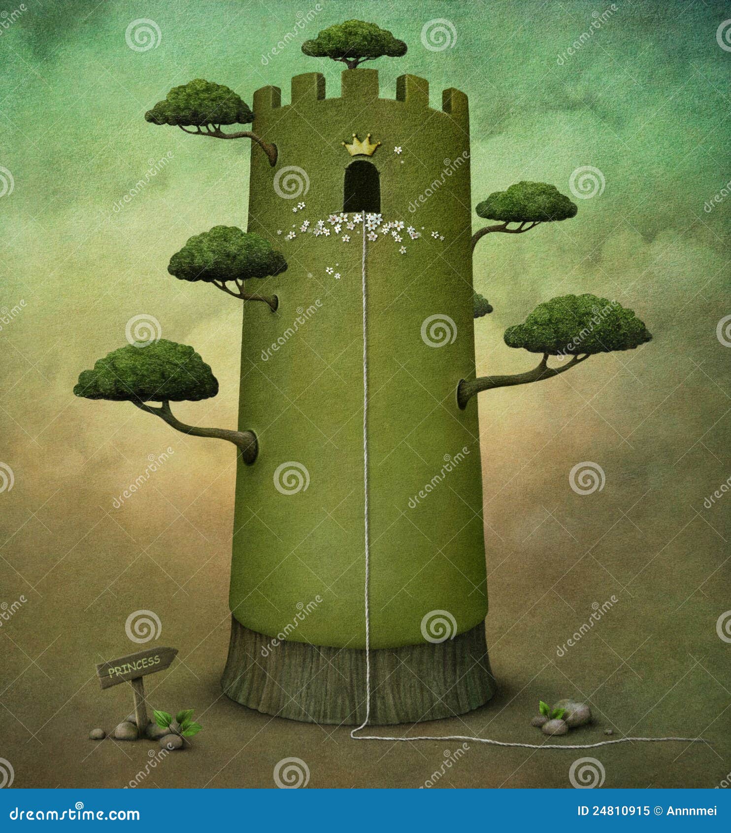 Princess In The Tower, Illustration, Vector | CartoonDealer.com #207051000