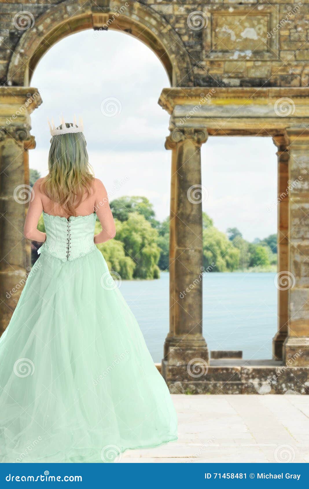 Princess Waiting by Castle Lake Stock Image - Image of fashion, fantasy ...