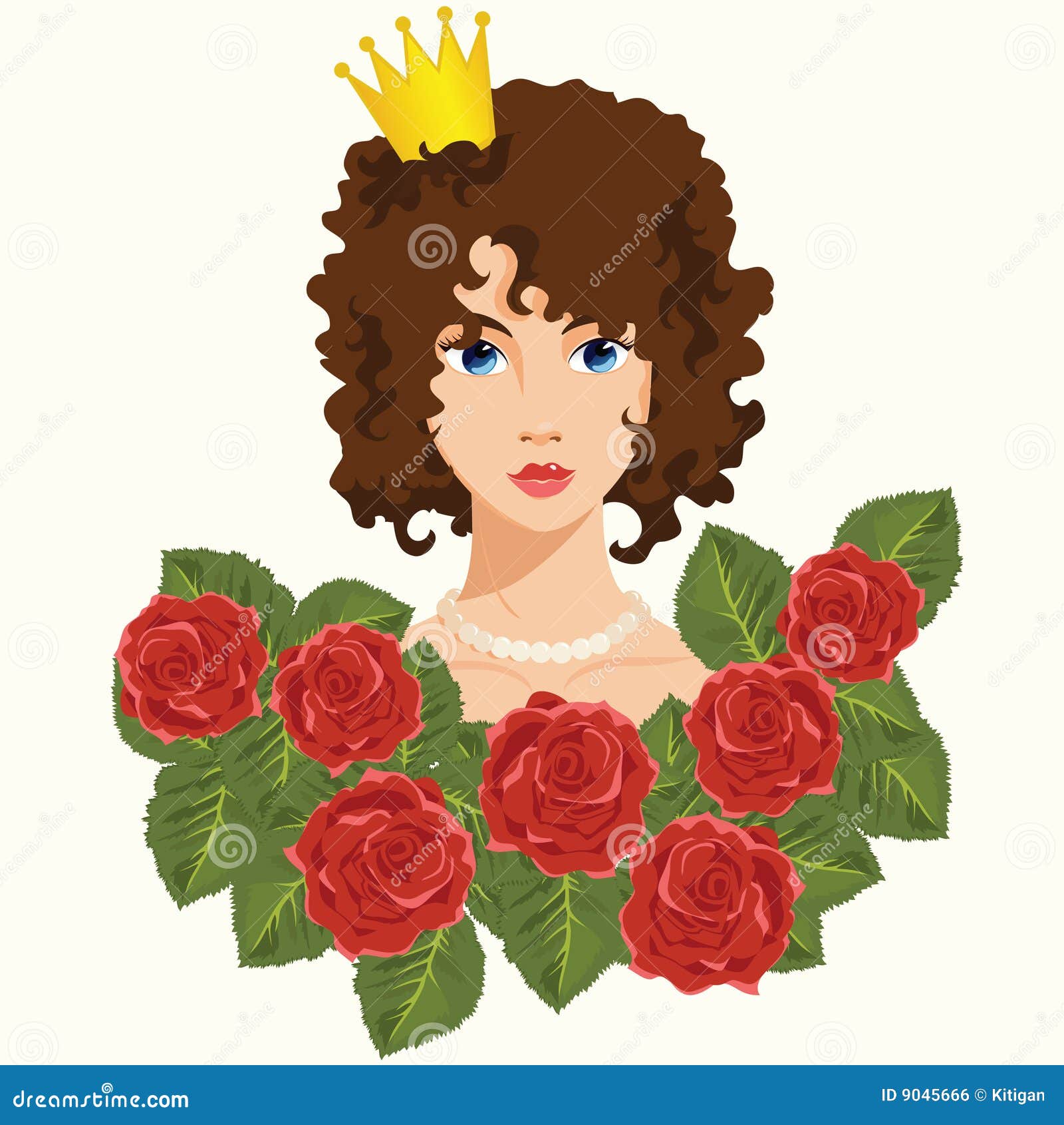 Princesse Avec Les Roses Rouges Illustration de Vecteur - Illustration ...
