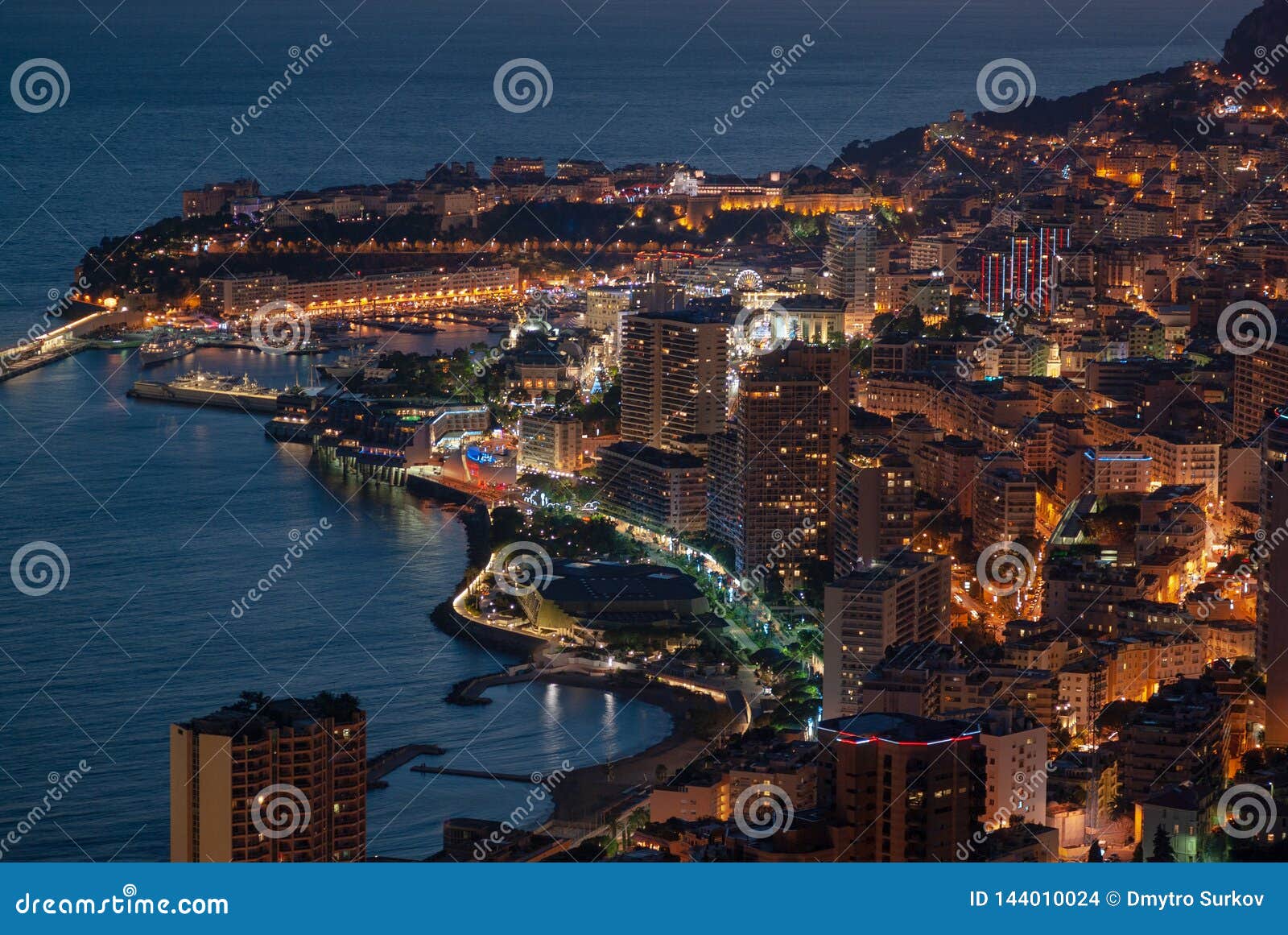 Monaco by night stock photo. Image of city, famous, outside - 144010024