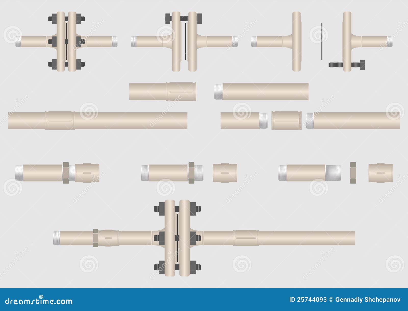 The Principle of Dismantling Piping Connections. Stock Vector ...