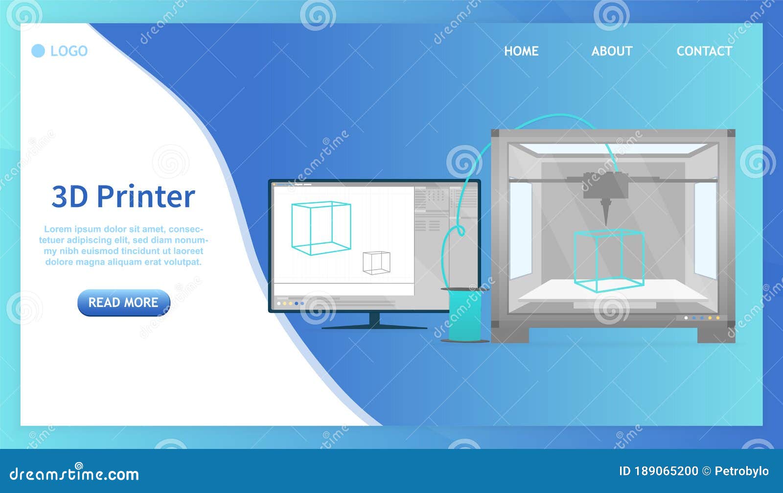 3D Printer Concept Banner, Comics Isometric Style Cartoon Vector ...