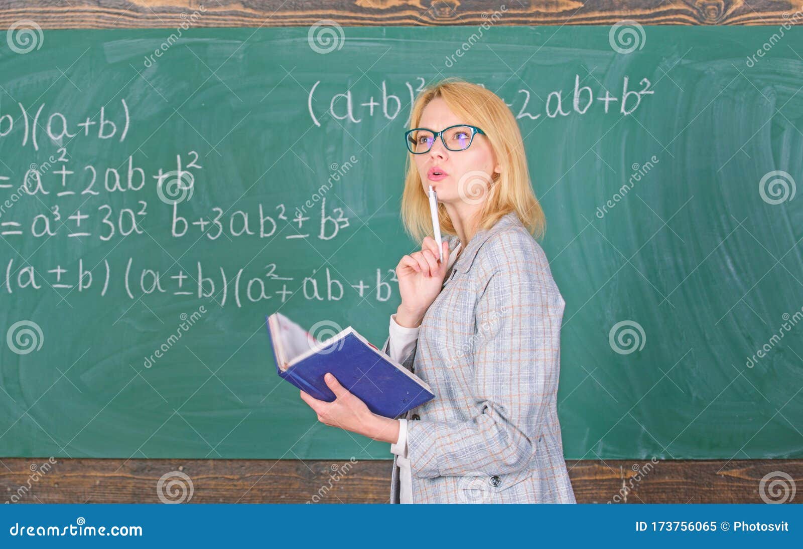 Principles Can Make Teaching Effective. Woman Teaching Near Chalkboard ...