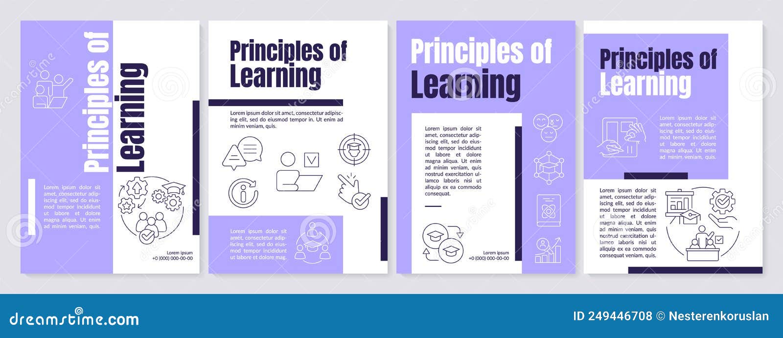 Principles of Learning Purple Brochure Template Stock Vector ...