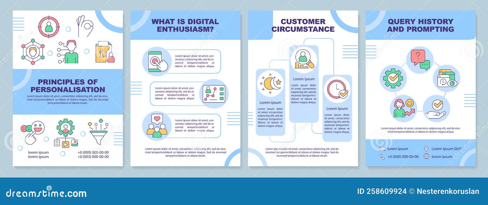 Principles of Personalization Blue Brochure Template Stock Vector ...